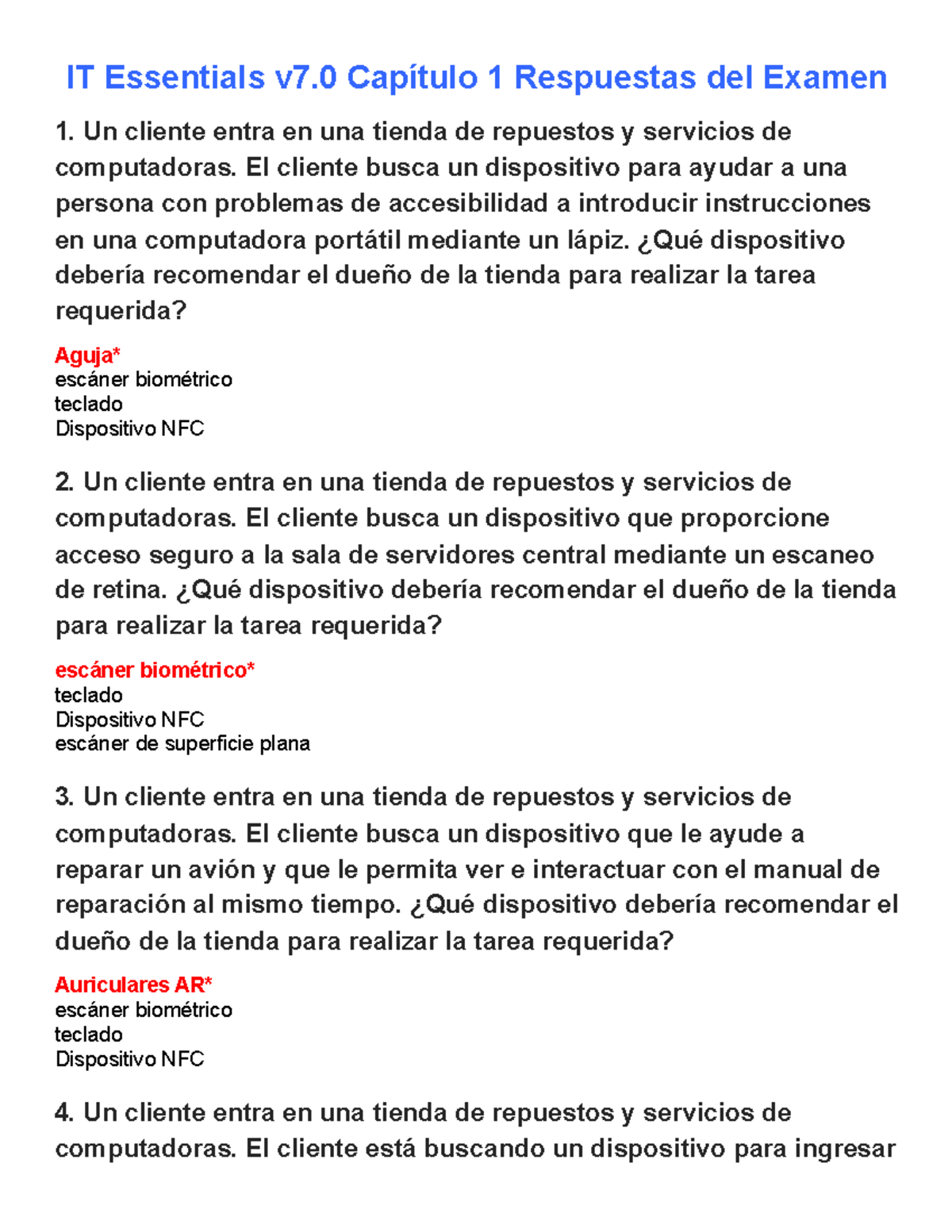 IT Essentials v7.0 Capítulo 1 Respuestas del Examen Español - IT Essentials v7 Capítulo 1 ...