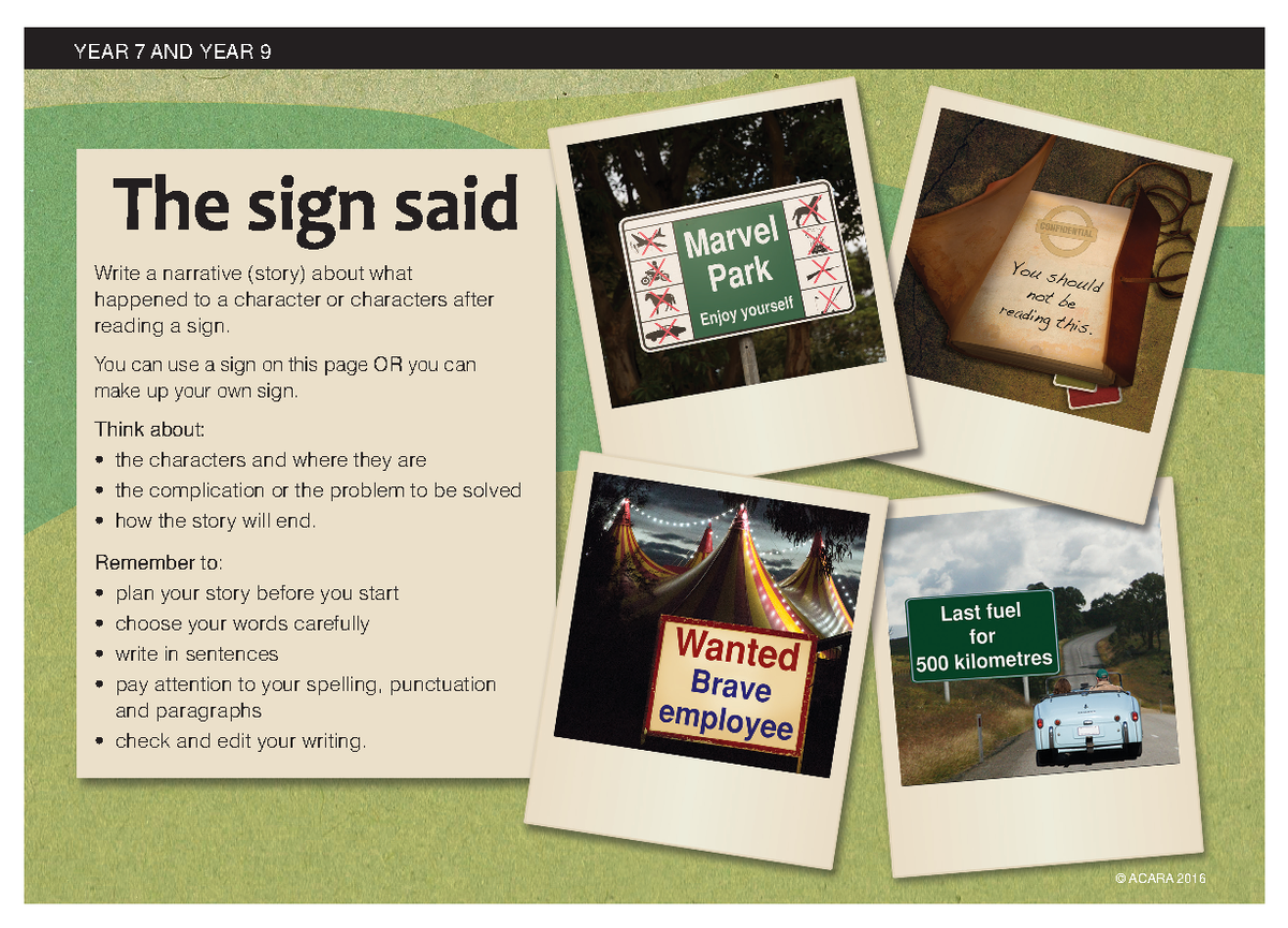 27 naplan 2016 final test writing prompt sign said years 7 and 9 - YEAR ...