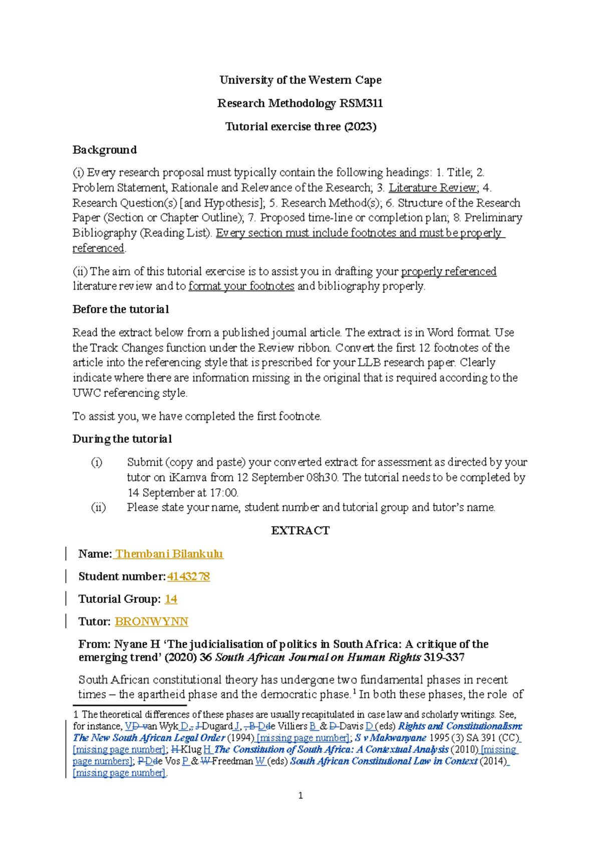 RSM 311 2023 Tutorial Three - University of the Western Cape Research ...