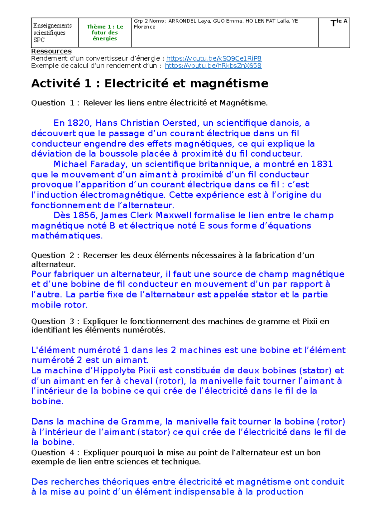 Electromagnetisme et alternateur - Enseignements scientifiques SPC ...