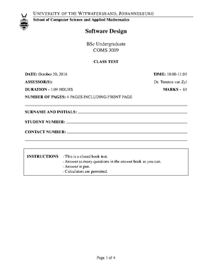 Software Design Lab 5 - Great a web base application - School of Computer Science and Applied ...