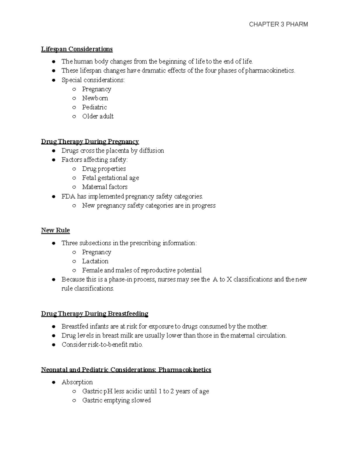 Pharm Chapter 3 - Notes - Lifespan Considerations The human body ...