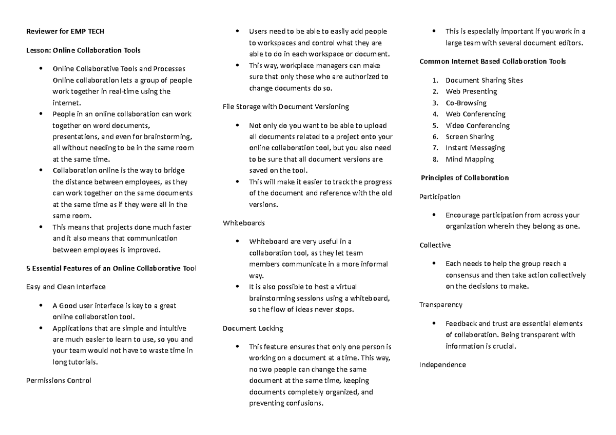 Reviewer for EMP TECH - n/a - Reviewer for EMP TECH Lesson: Online ...