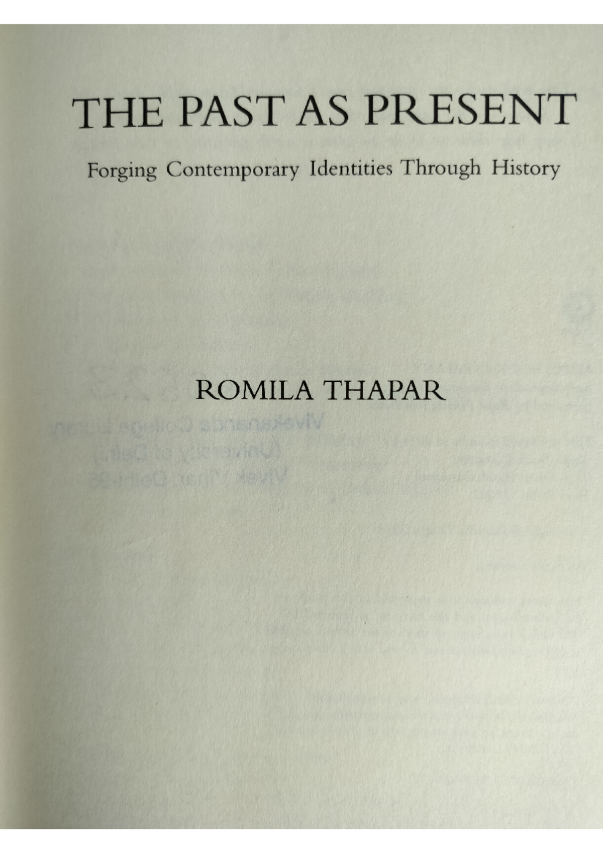 Historical perspectives of nation building - THE PAST AS PRESENT ...