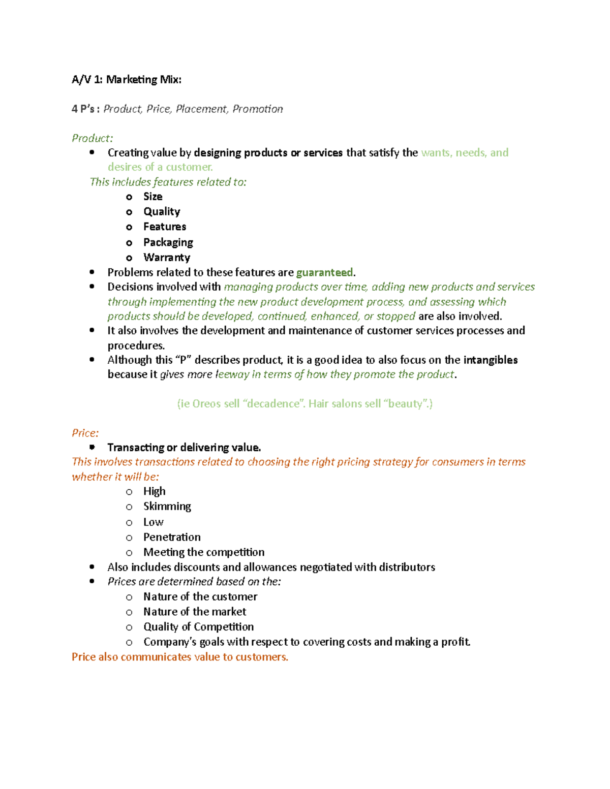 Audio-visual lecture Marketing Mix - A/V 1: Marketing Mix: 4 P’s ...