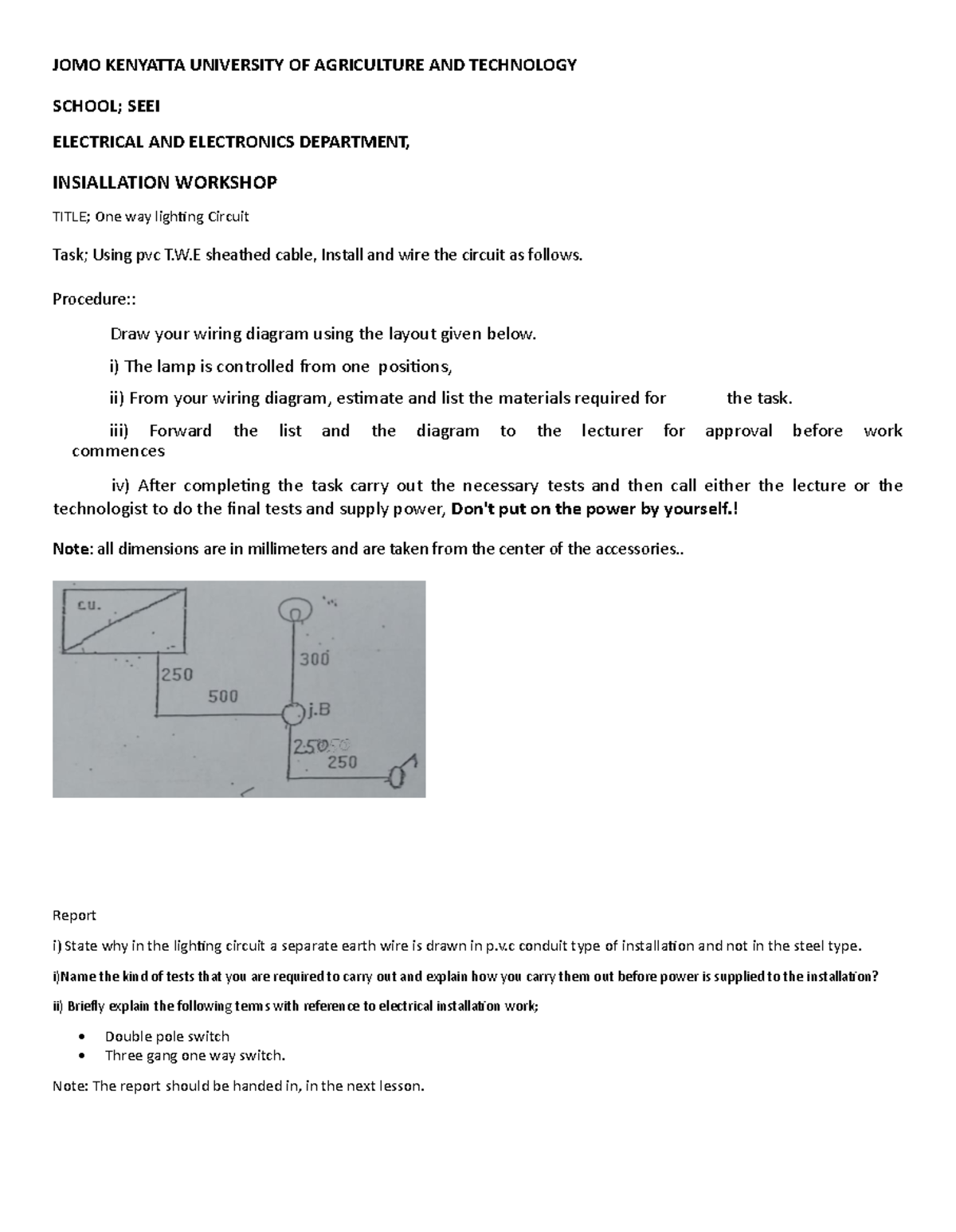 Mandatory engineering lab - JOMO KENYATTA UNIVERSITY OF AGRICULTURE AND ...
