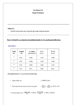 General Physics Lab 1 (PHYS 135). Error and data analysis completed, full mark lab report. UAEU ...