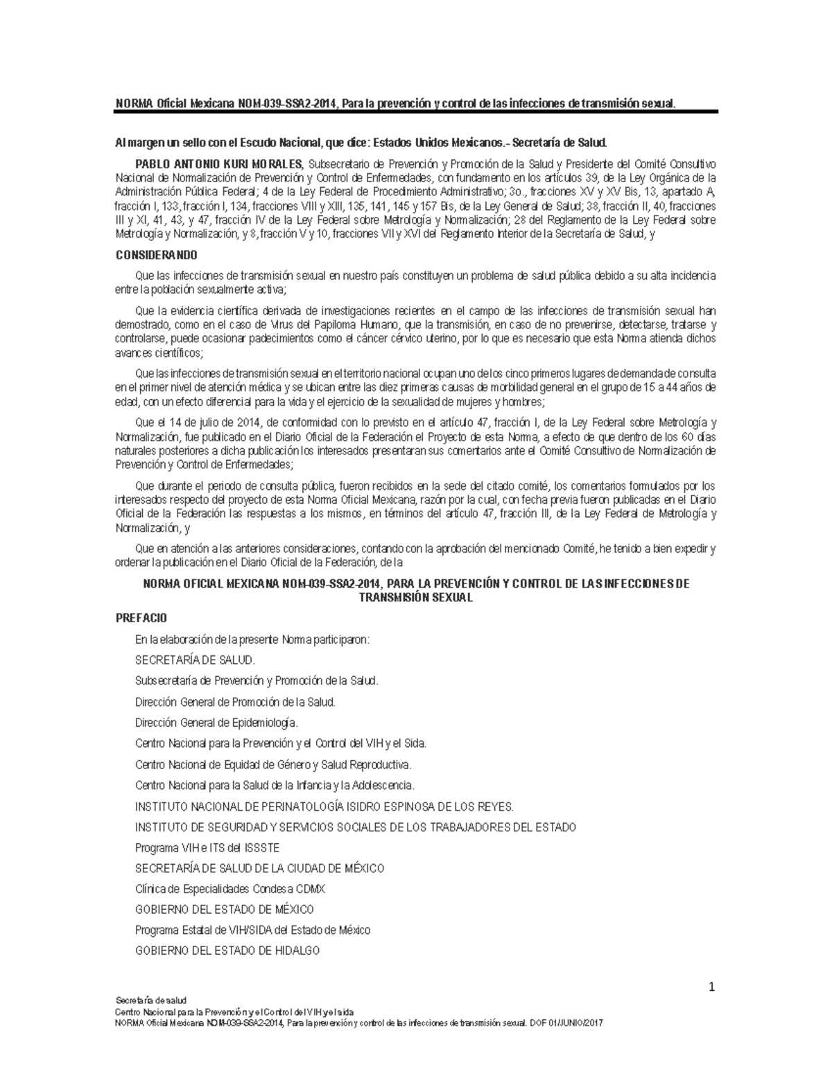 Anexo 4. NOM 039 SSA2 - 2014 . Infecciones de Transmisión Sexual - 1 Secretaría de salud Centro ...