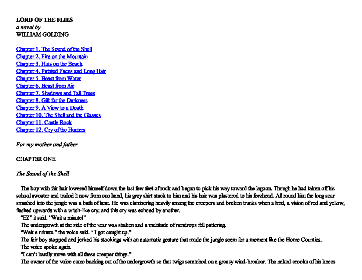 Lord of the Flies- Full Novel - REL 710 - Studocu