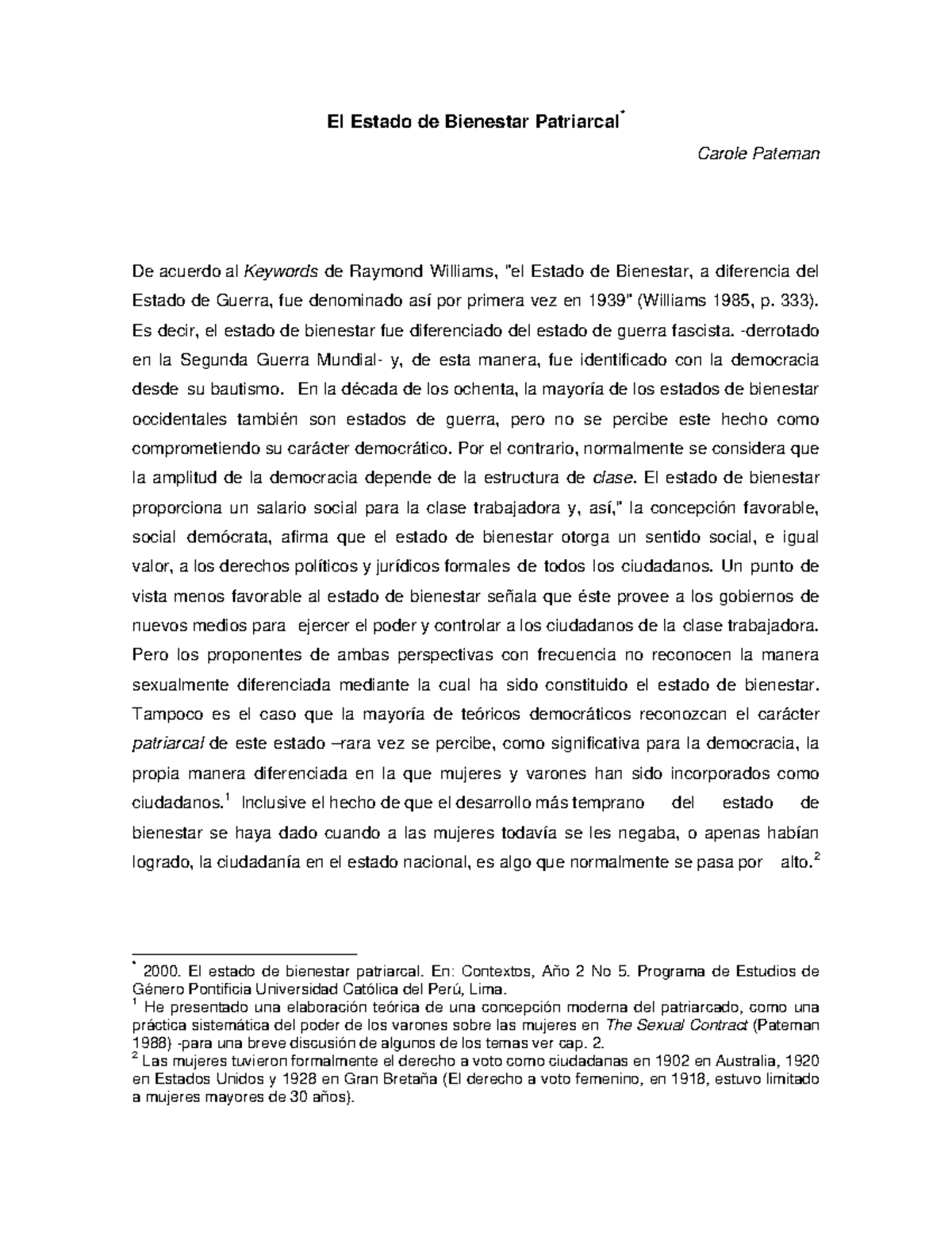 Pateman el est de bienestar patriarcal - El Estado de Bienestar ...