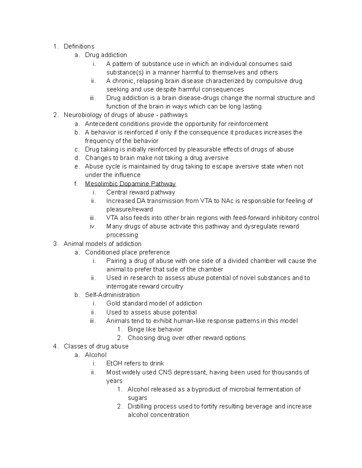 Pharmacology 2 drug abuse - Definitions a. Drug addiction i. A pattern ...