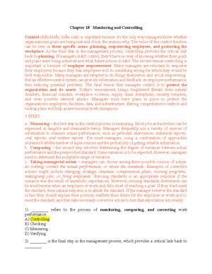 Ch8 - tb chapter 18 - Chapter 18 Monitoring and Controlling ...