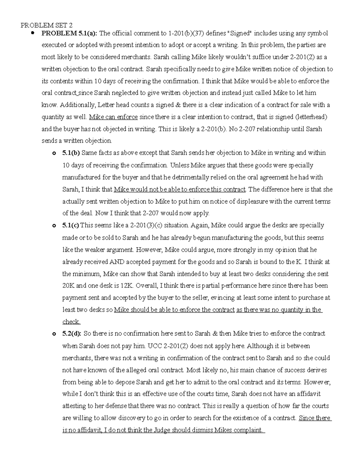 Problem SET 2 - PROBLEM SET 2 PROBLEM 5(a): The official comment to 1-201(b)(37) defines - Studocu