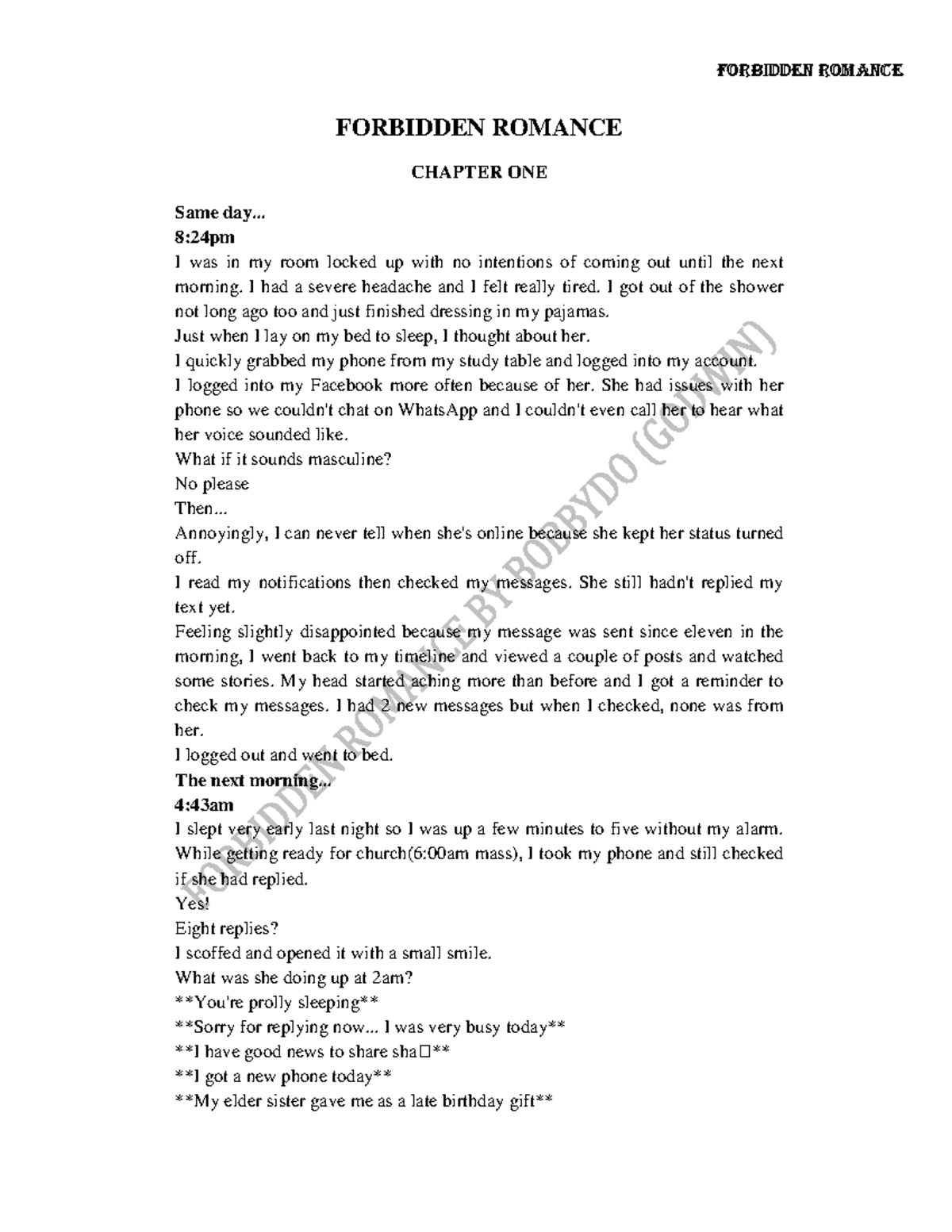 Forbidden Romance 1 - An interesting novel about school life and stuff ...