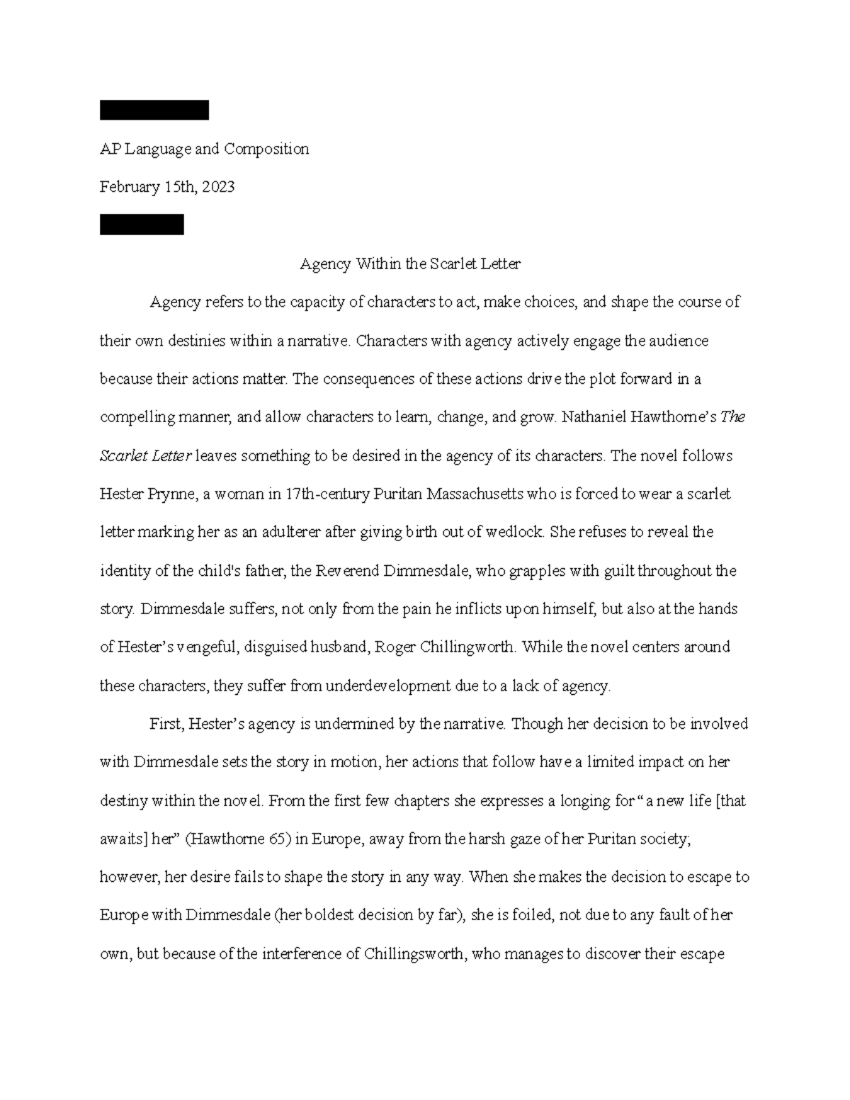 Scarlet Letter Literary Criticism - Ananya Anchlia AP Language and ...