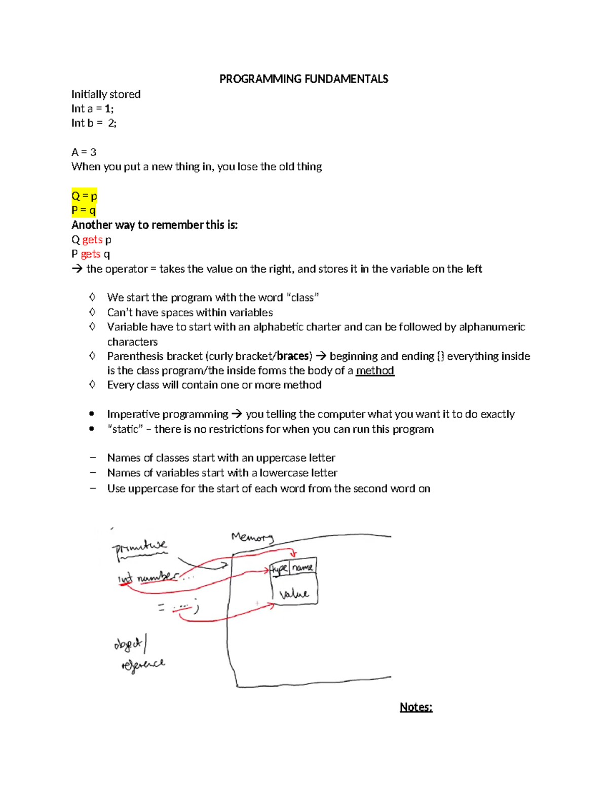 Programming Fundamentals Programming Fundamentals Initially Stored