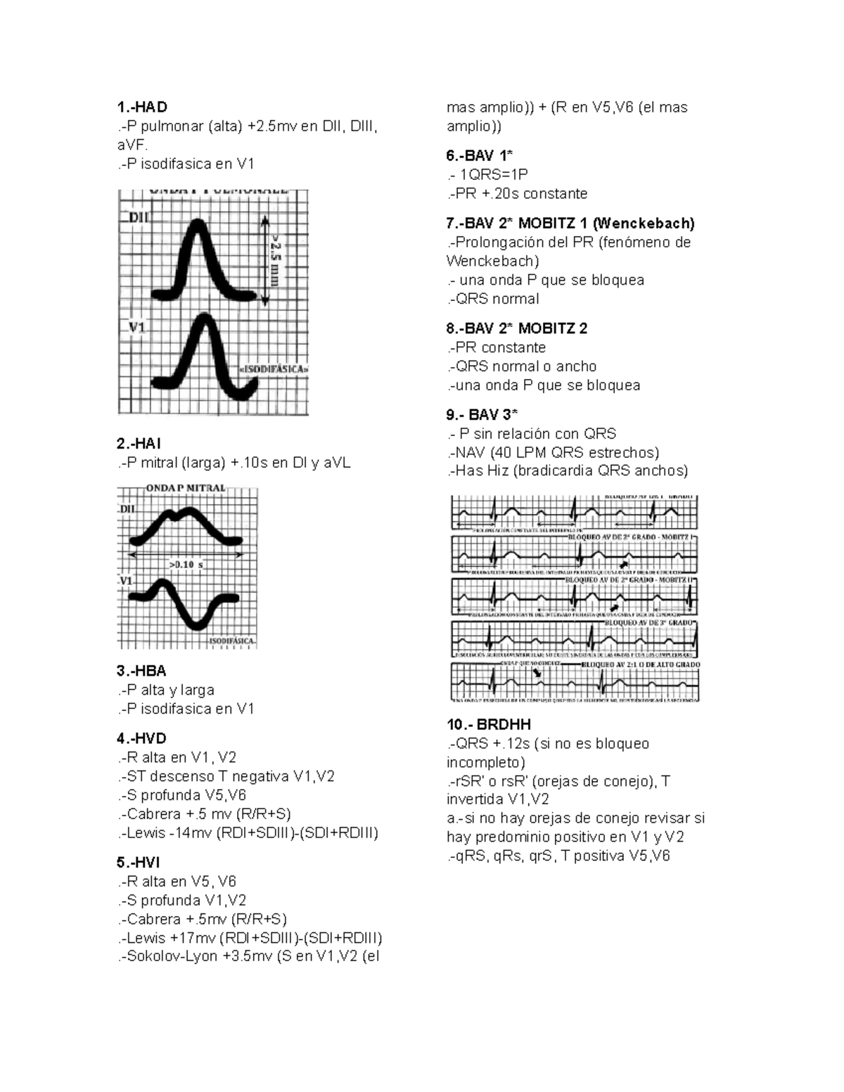 criterios de EKG - 1.-HAD .-P pulmonar (alta) +2 en DII, DIII, aVF. .-P ...