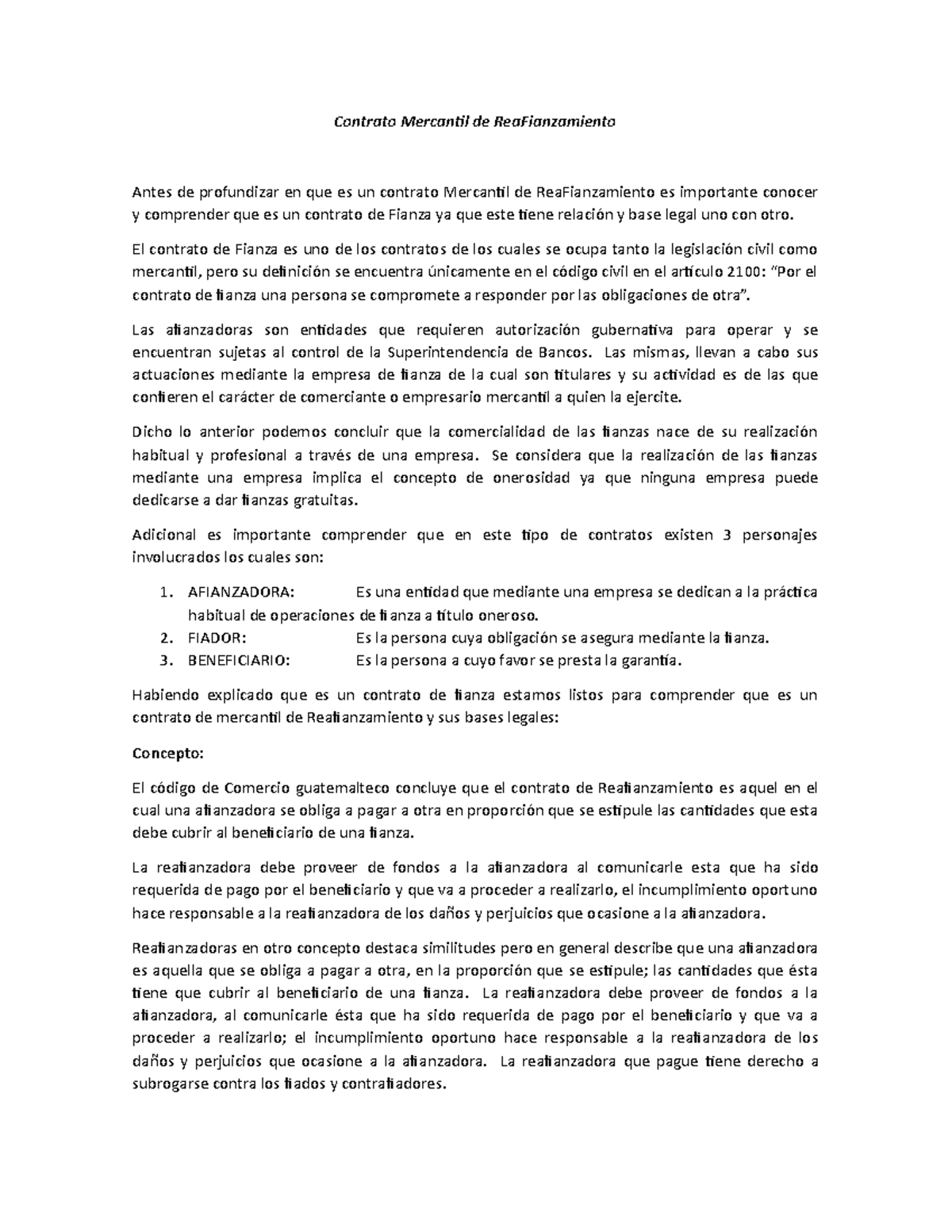 Contrato Mercantil de Rea Fianziamiento Marvin Monzon-Derecho ll ...