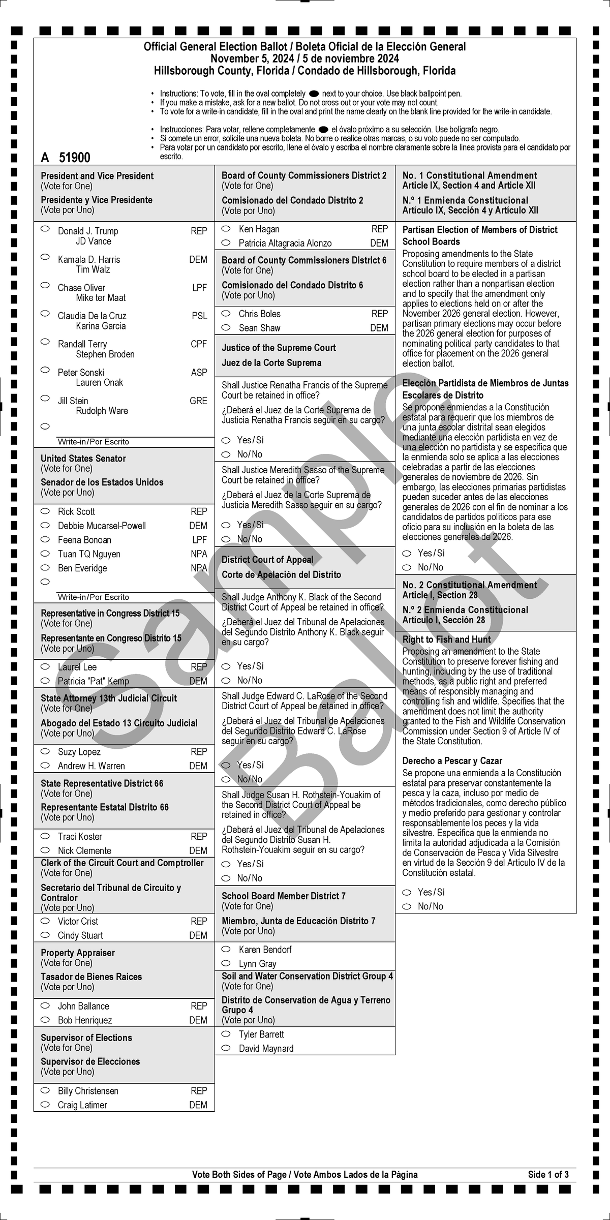 Sample Ballot Election - Official General Election Ballot / Boleta ...