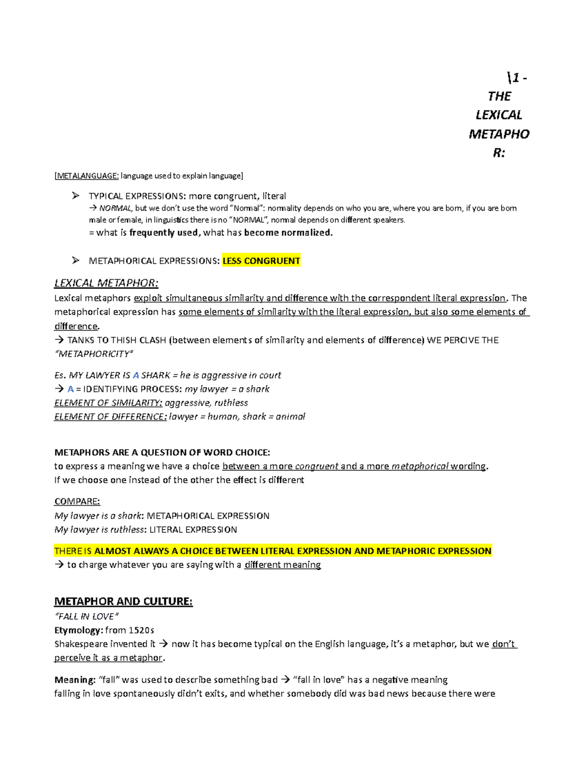 Linguistica Inglese 2 - the lexical metaphor, transitivity (processes ...