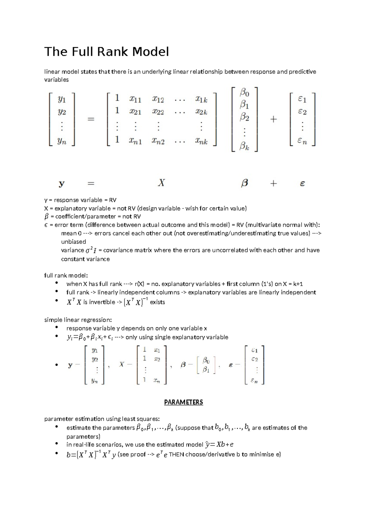 MAST30025 (Full Rank) - The Full Rank Model ####### linear model states ...