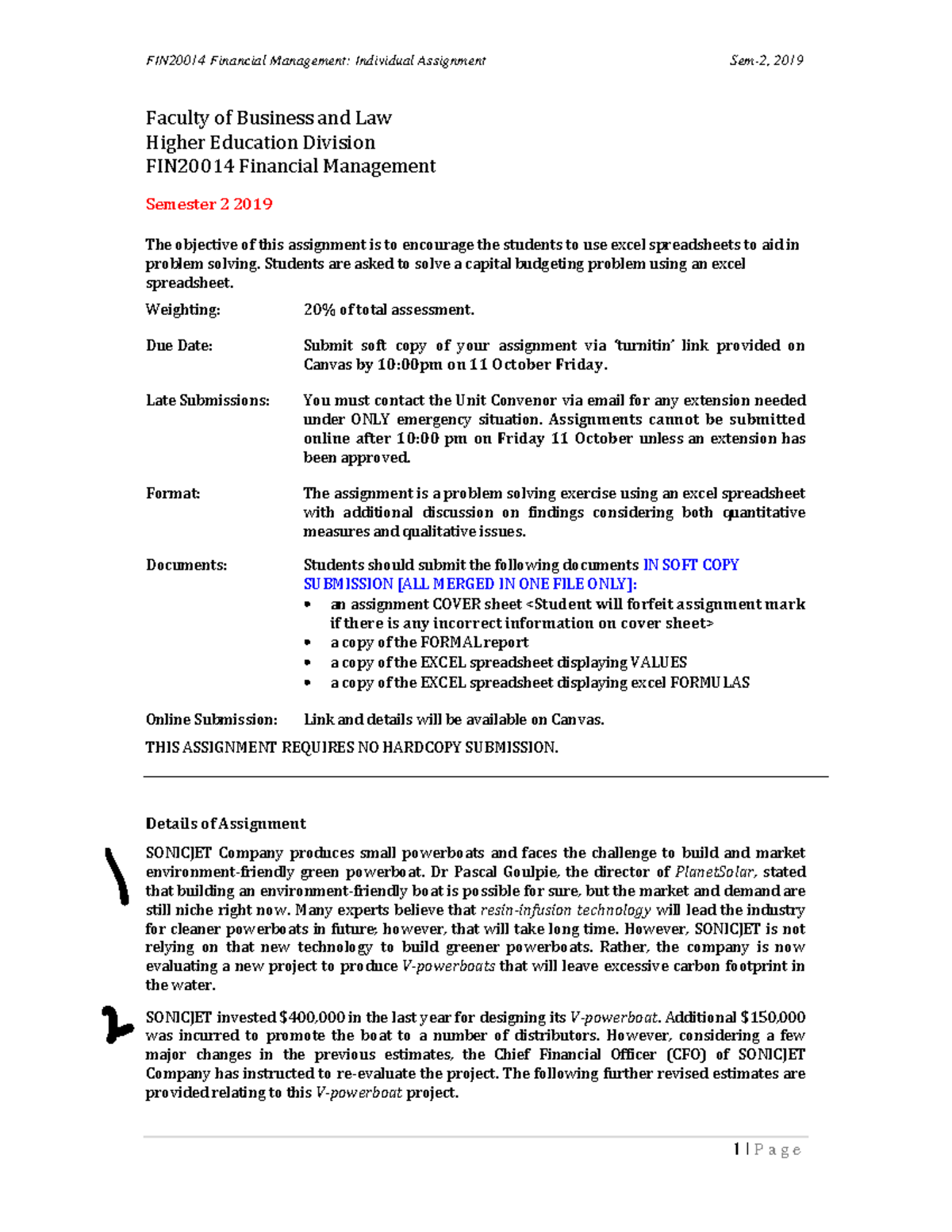 FIN2001 4 Assignment with Submission Guideline 2019 s2 - Warning: TT: undefined function: 32 ...