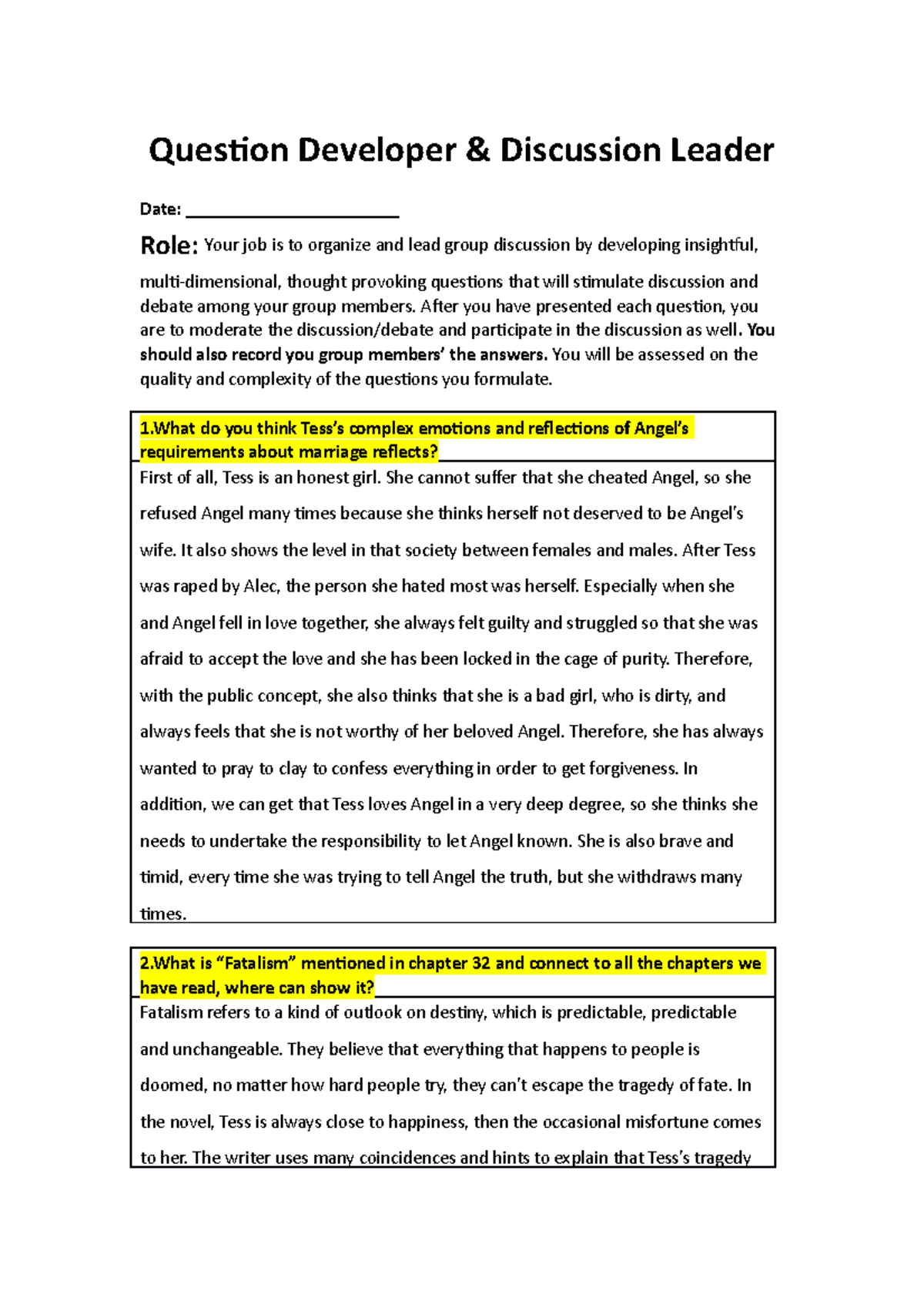 Question Developer - ISU - Question Developer & Discussion Leader Date