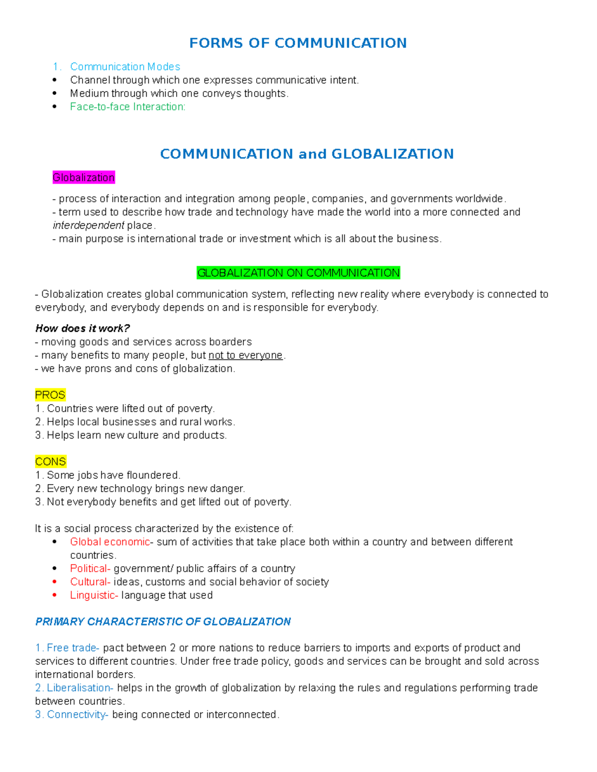 Purposive-Communication Midterm 1 - FORMS OF COMMUNICATION Communication Modes Channel through ...