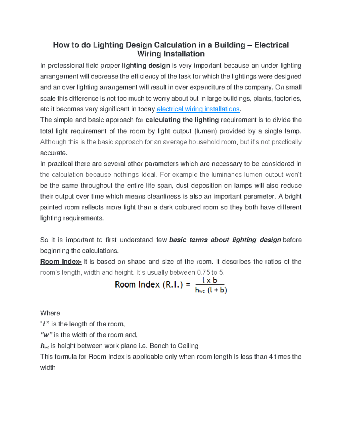 Illuminance of the illumination - How to do Lighting Design Calculation ...
