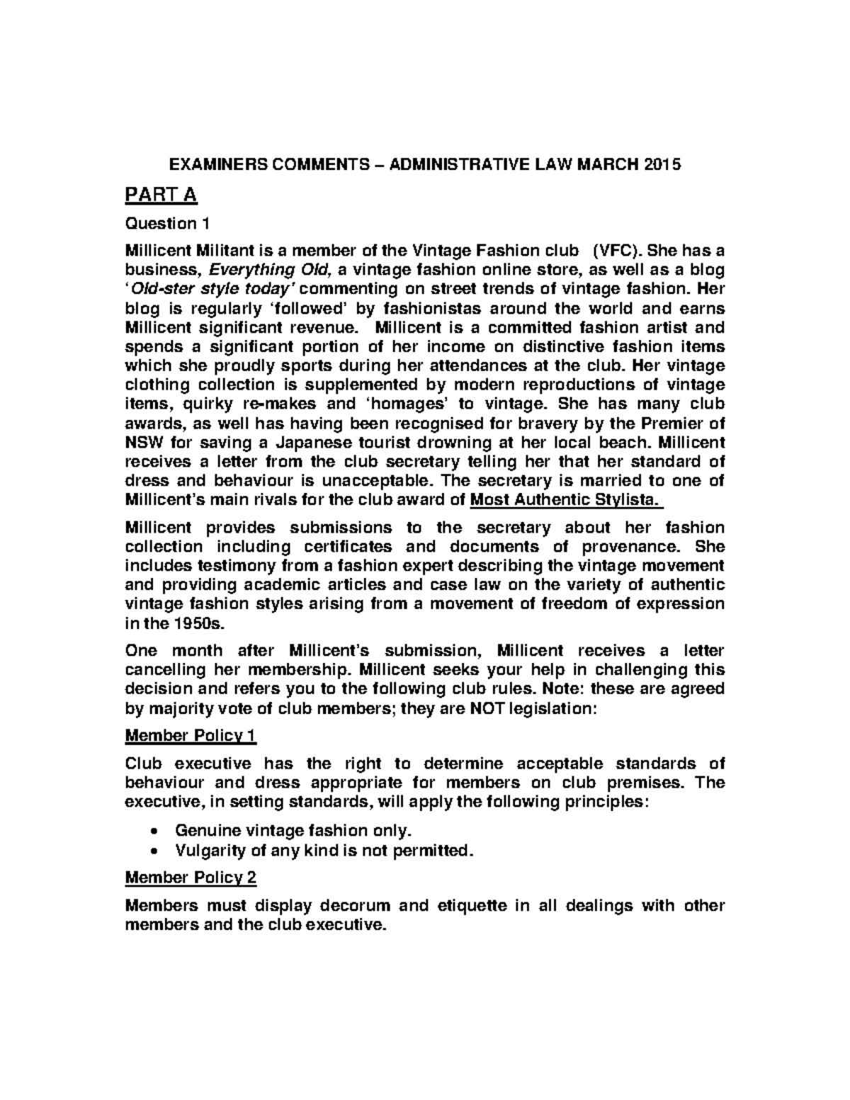 09 Admin Law Comments Mar 2015 - EXAMINERS COMMENTS – ADMINISTRATIVE ...