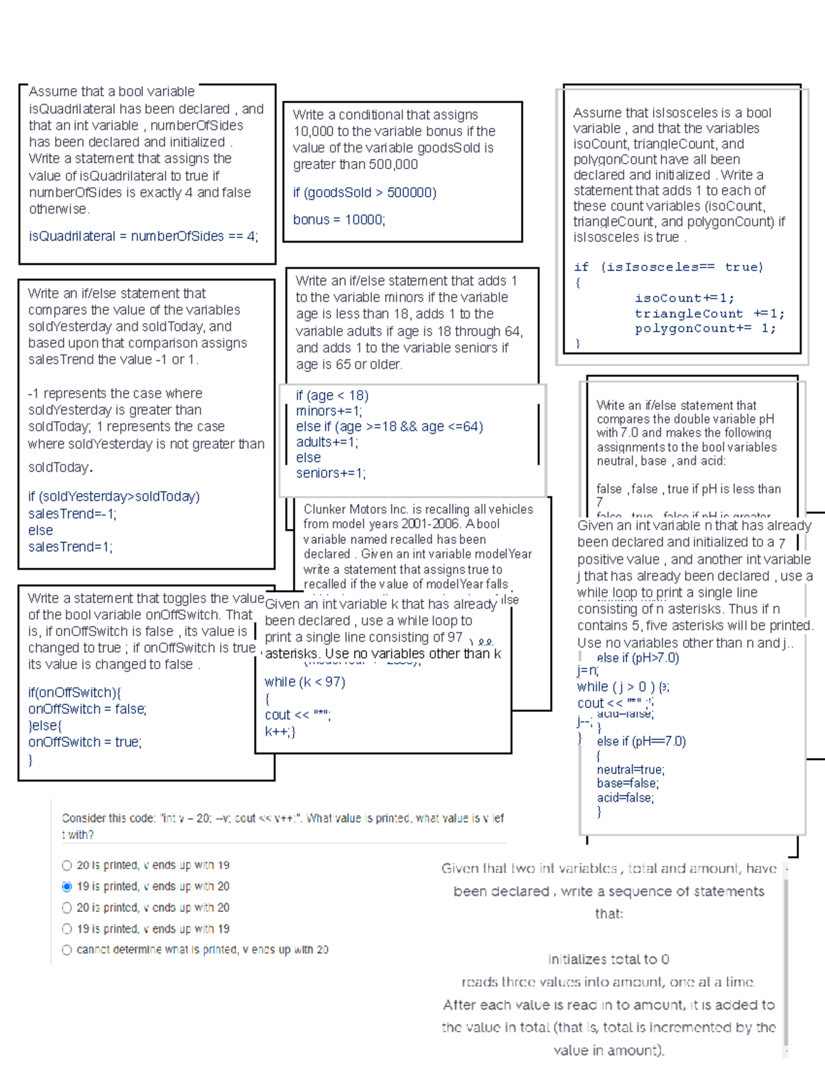 COP2 - COP summary course - . \ Assume that a bool variable ...