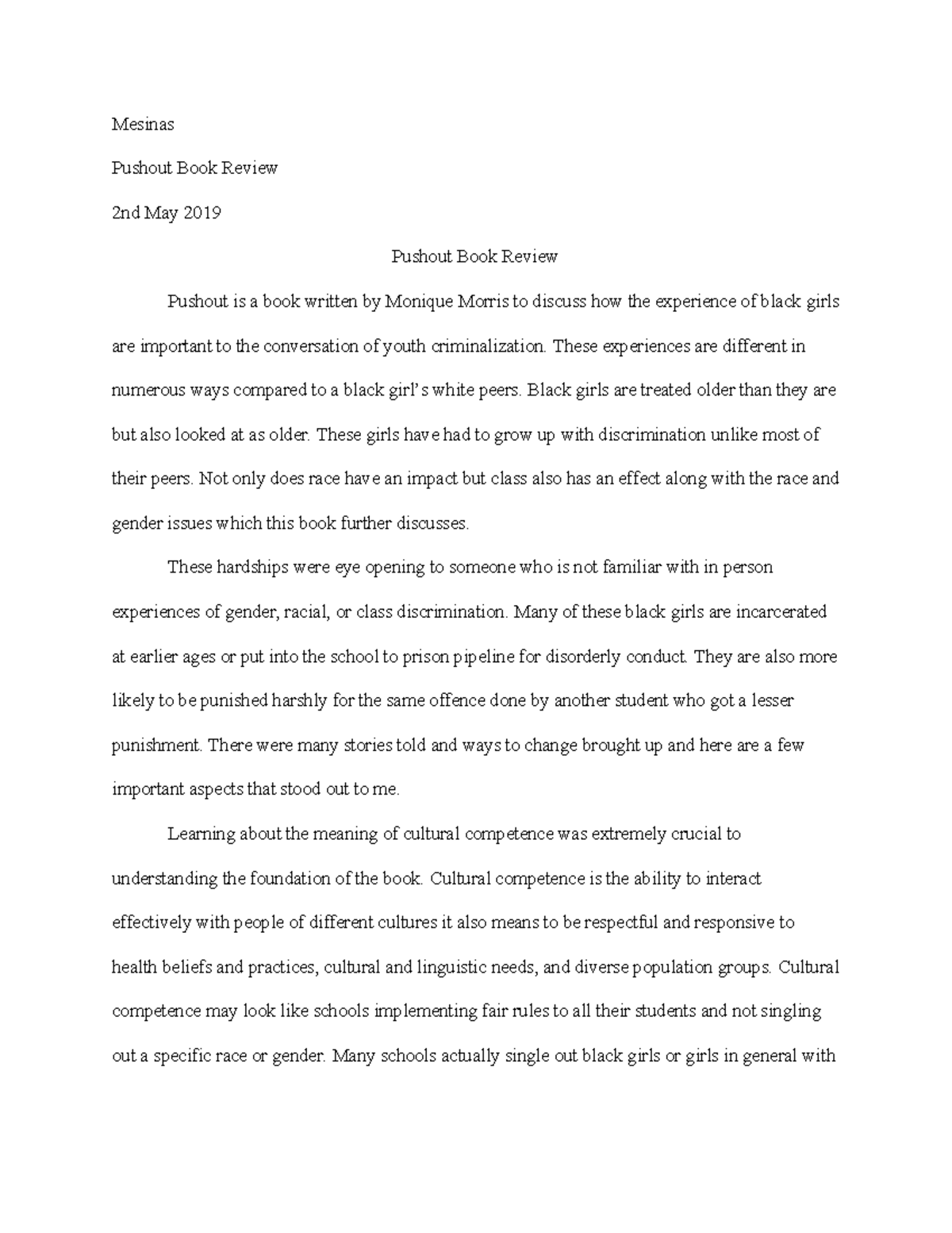 Pushout Book Review - Grade: A - Mesinas Pushout Book Review 2nd May ...