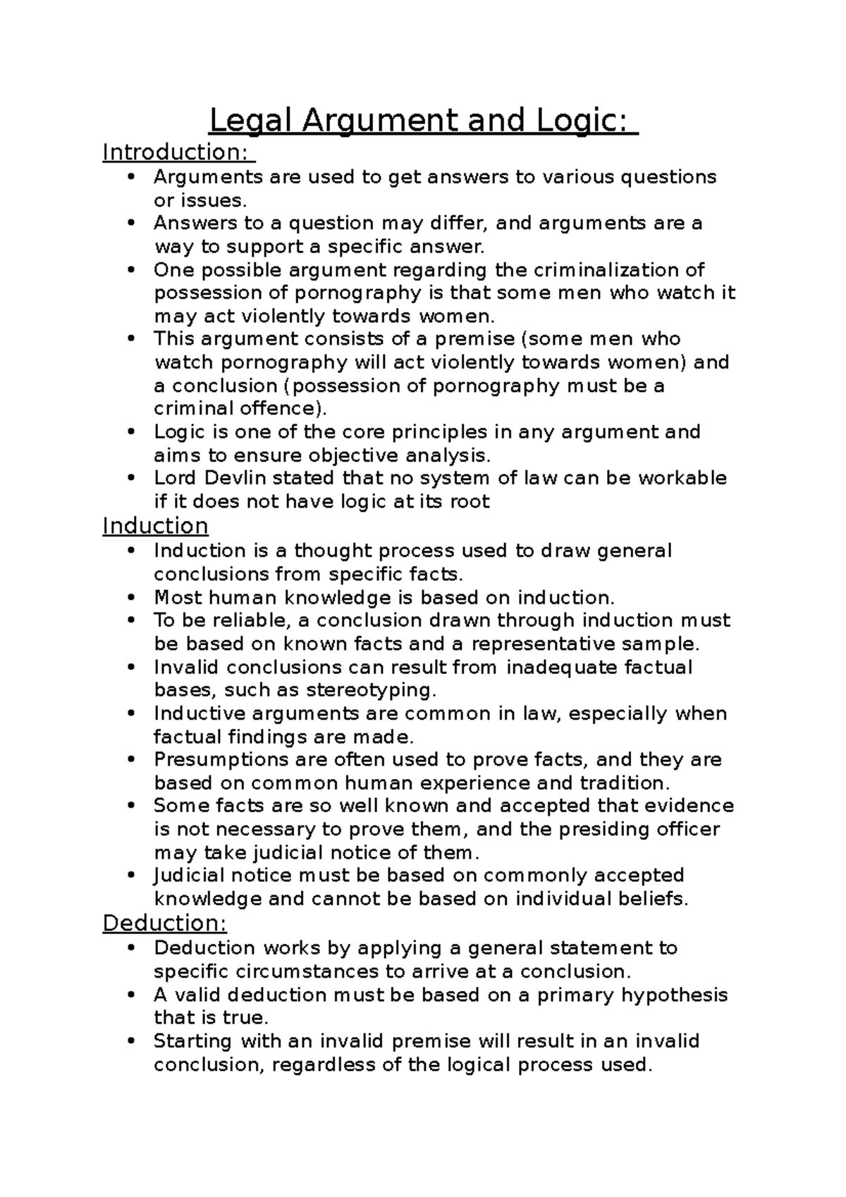 Topic 4-Legal Argument and Logic - Legal Argument and Logic: Introduction: Arguments are used to ...