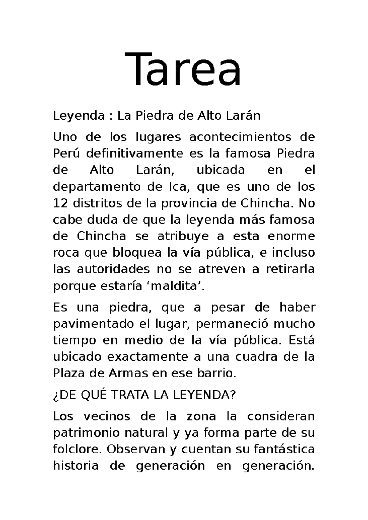 Leyenda - Tarea Leyenda : La Piedra de Alto Larán Uno de los lugares ...