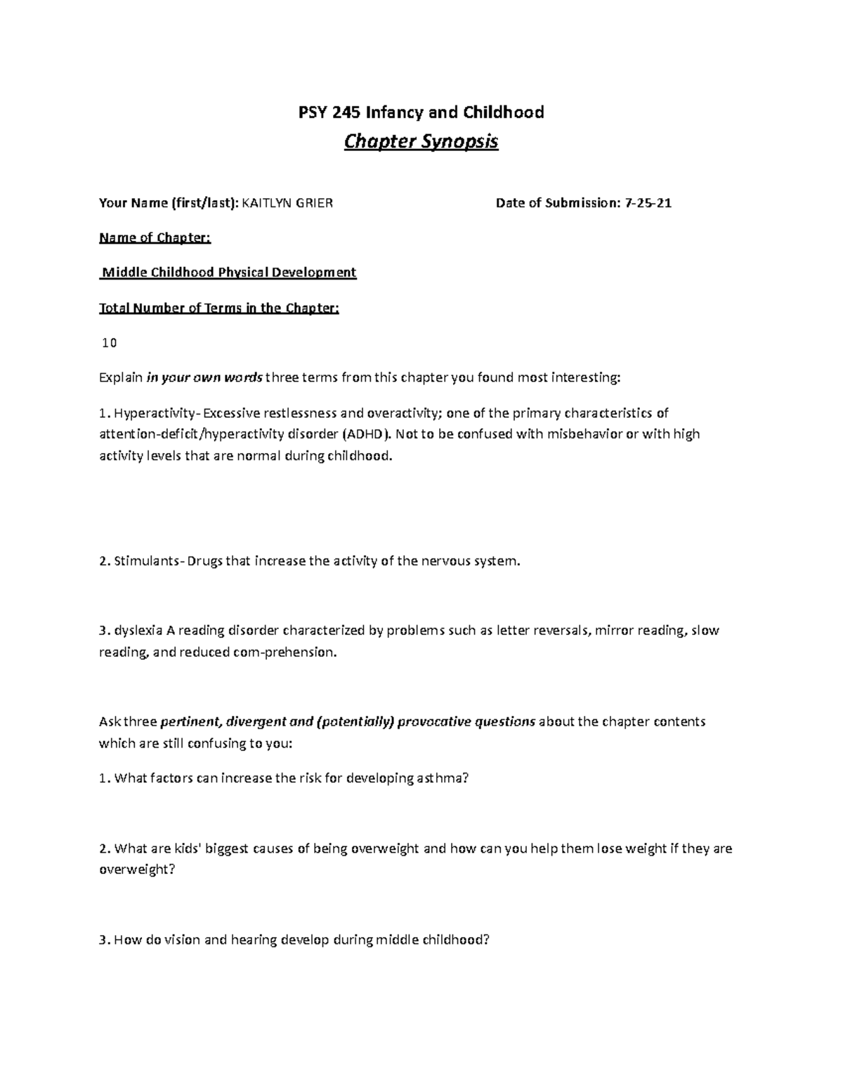 PSY 245 Infancy and Childhood 11 - PSY 245 Infancy and Childhood ...