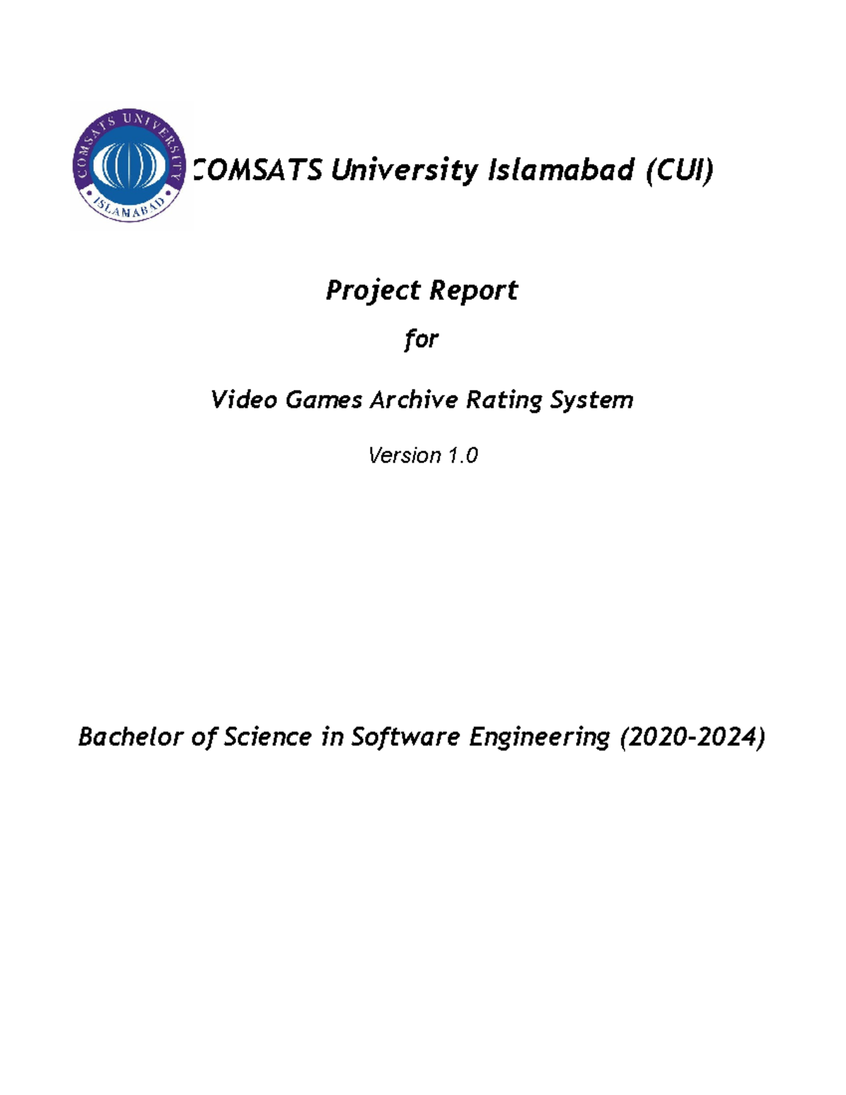 Database - COMSATS University Islamabad (CUI) Project Report for Video ...
