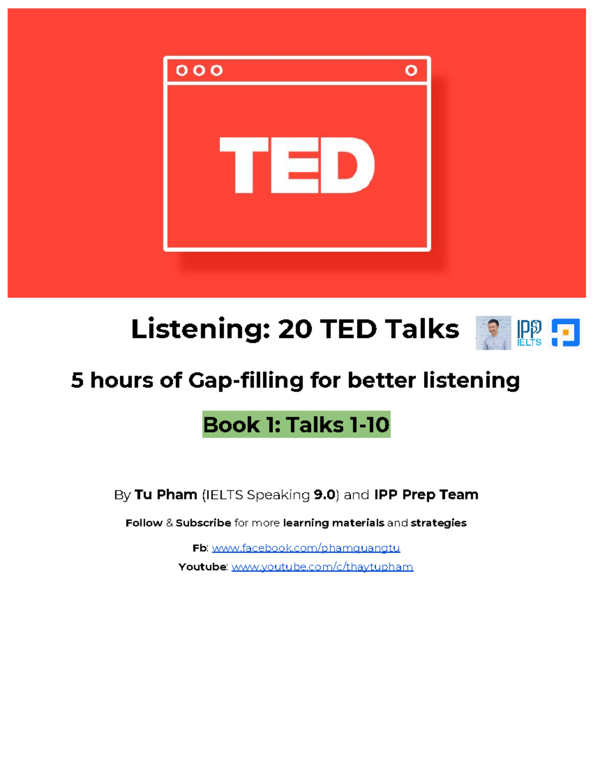 Listening Gap-filling 20 Ted Talks - Listening: 20 TED Talks 5 hours of ...