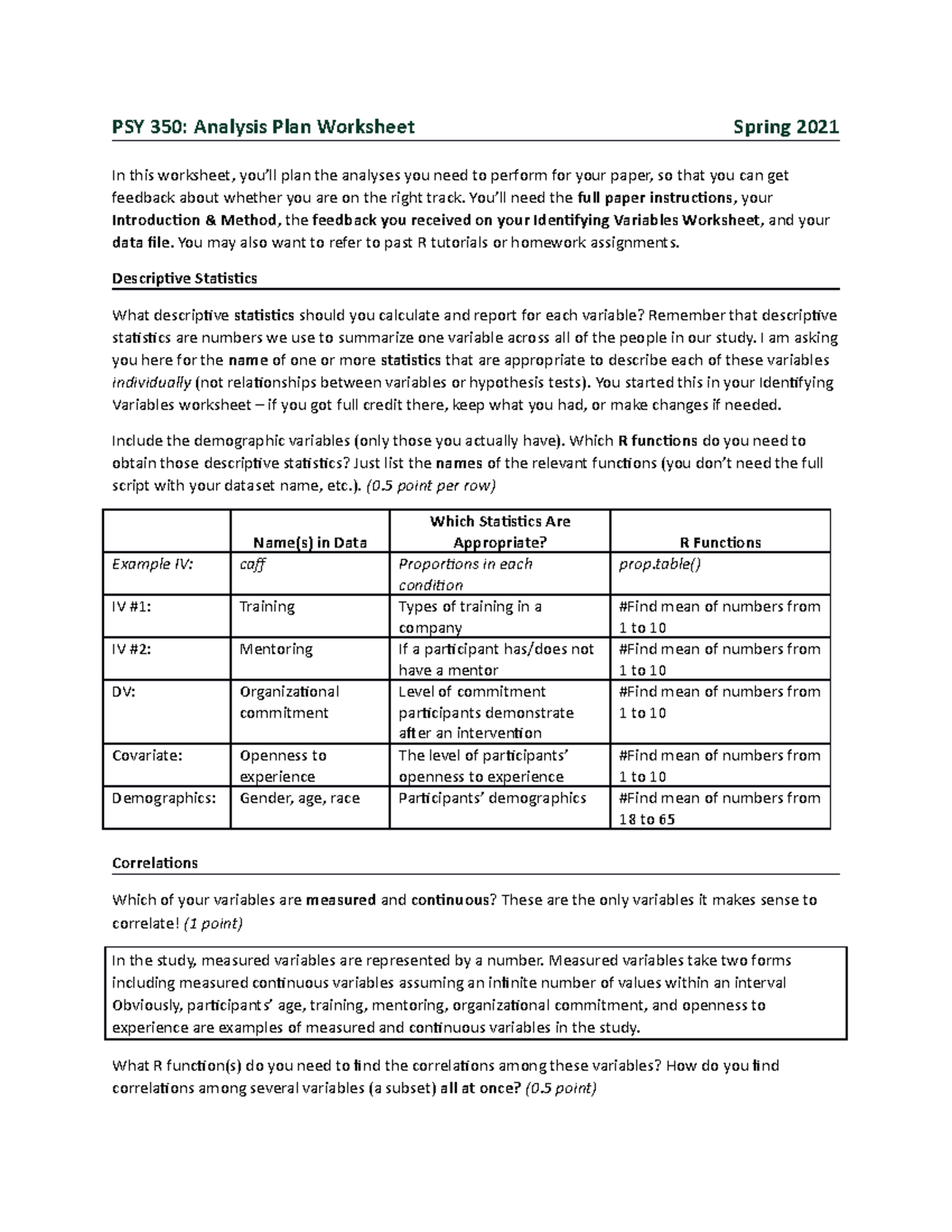 Analysis Plan Worksheet - You’ll need the full paper instructions, your ...