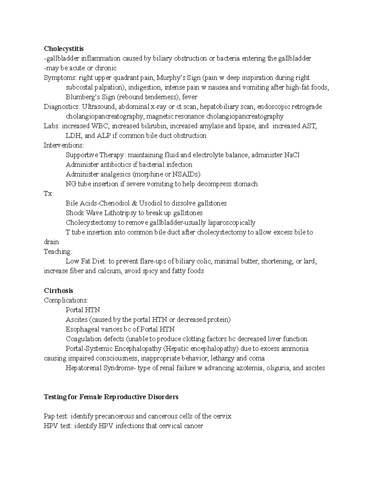 Med Surg 435 Study Guide - Cholecystitis -gallbladder inflammation ...