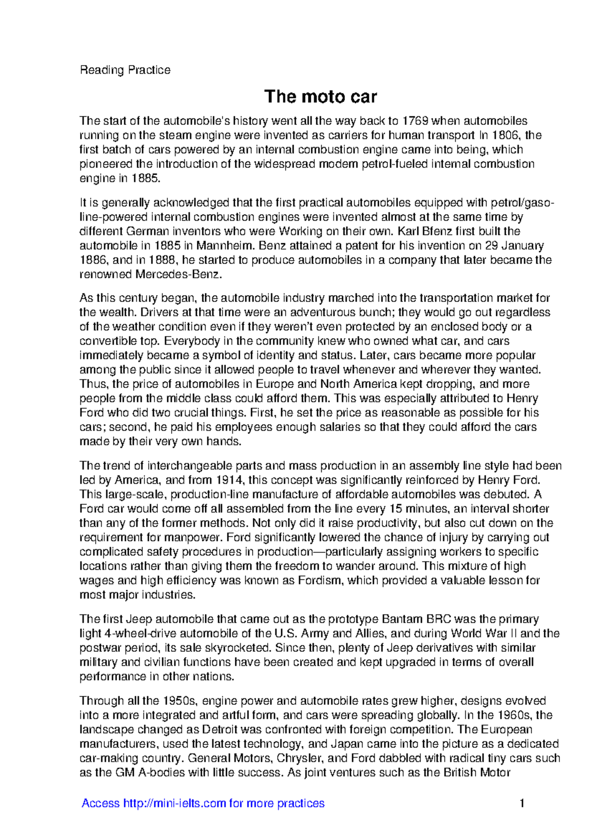 The-moto-car - dạhdgasdjhagsdjahsdg - Reading Practice The moto car The ...