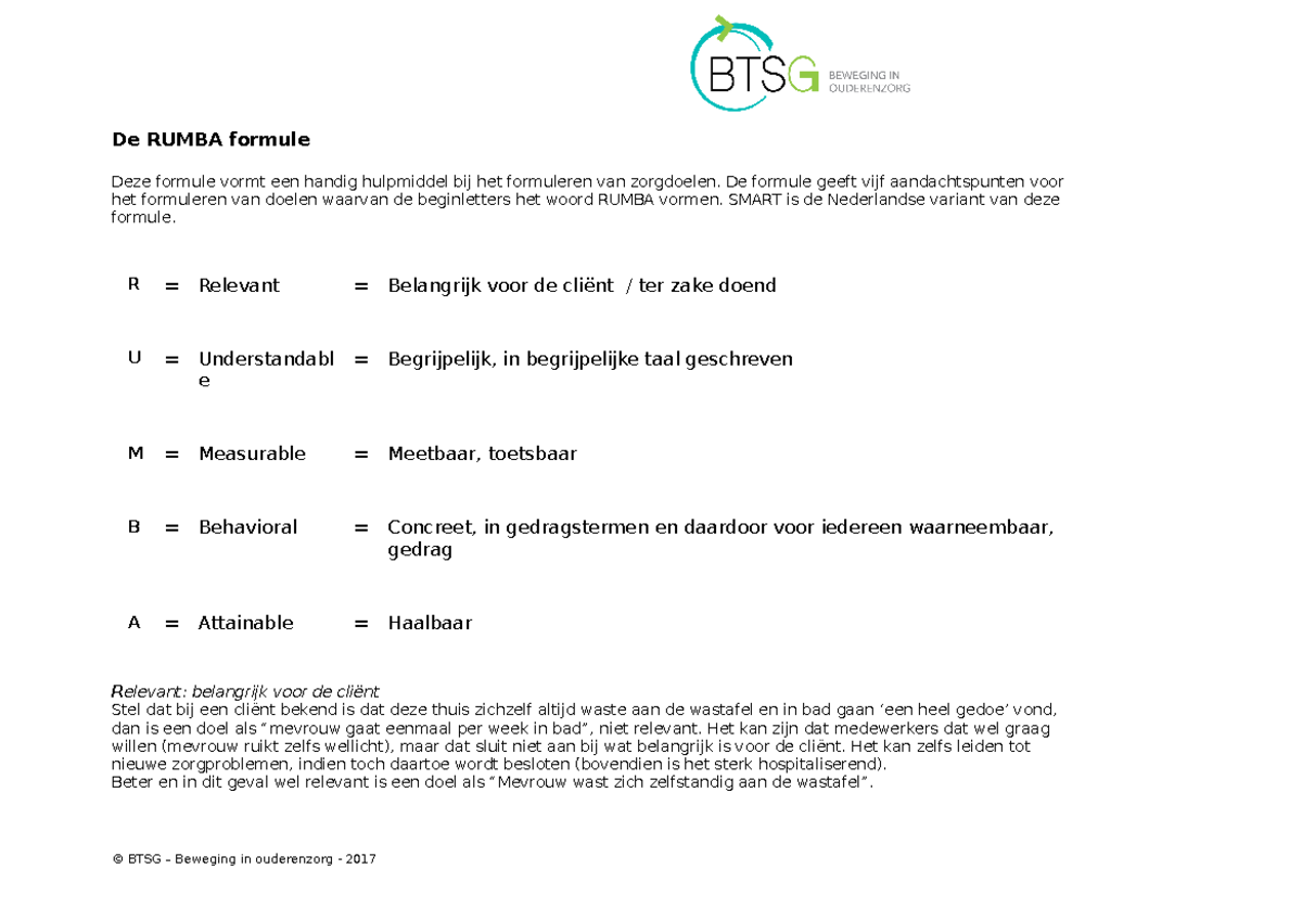 De- Rumba-formule - helpt om stagedoelstellingen te maken - De RUMBA ...