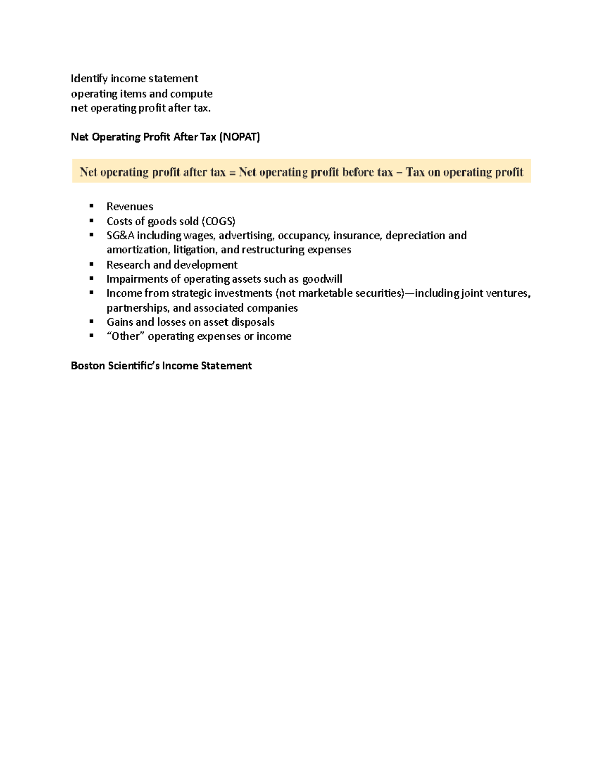 Identify income statement - Identify income statement operating items ...