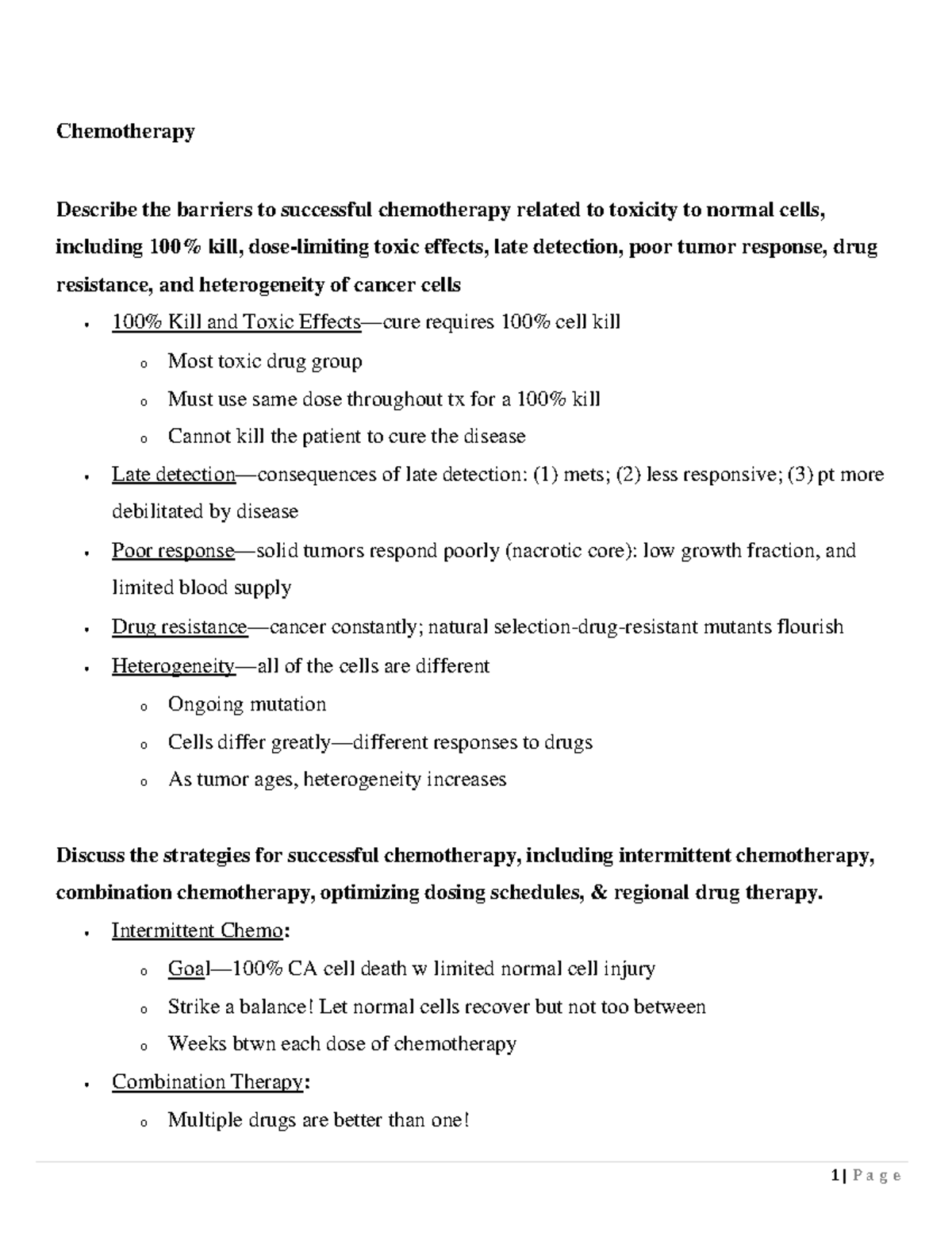 Chemotherapy Study Guide - 1 | P a g e Describe the barriers to ...