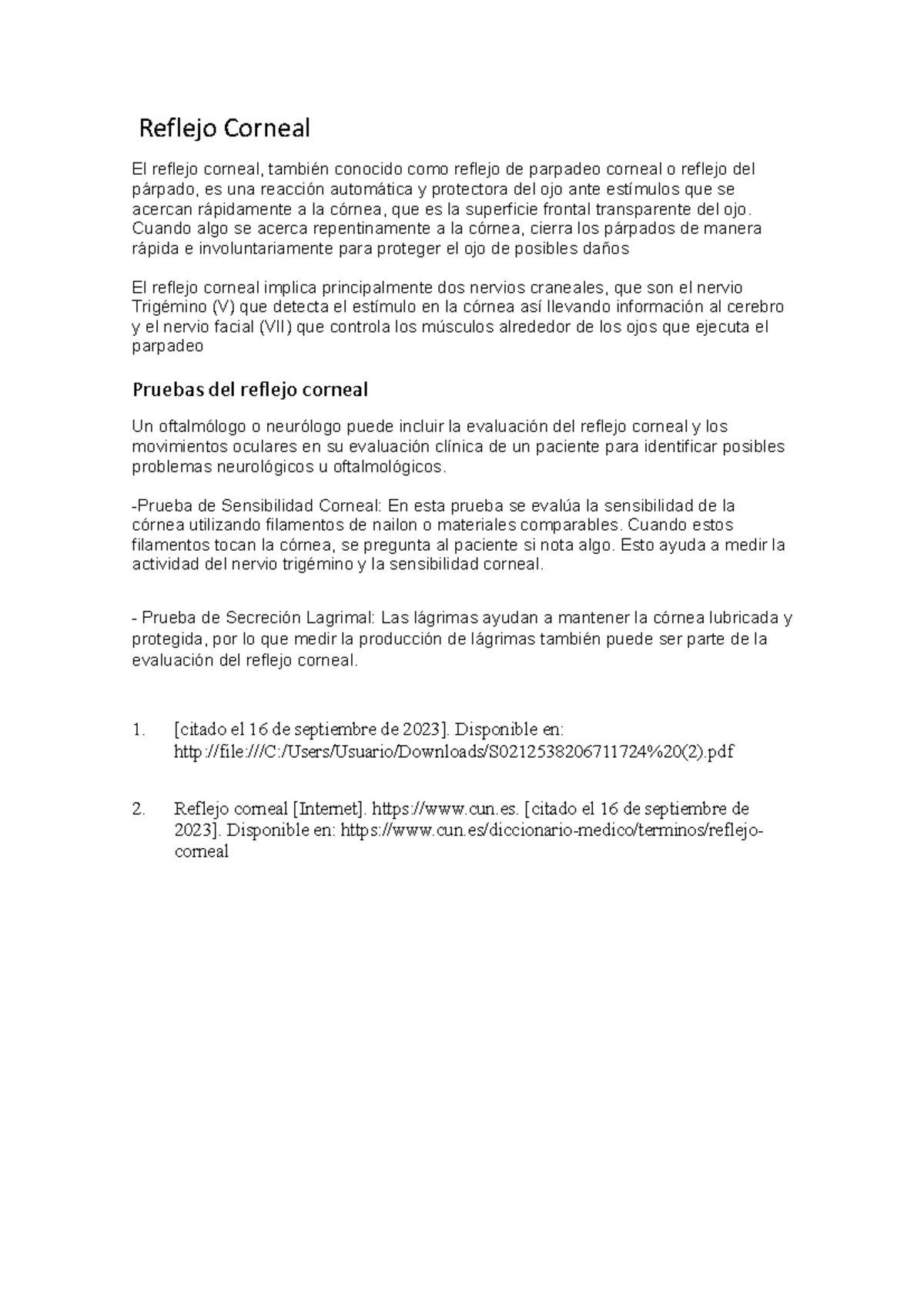 Monografia Reflejo Corneal - Reflejo Corneal El reflejo corneal ...
