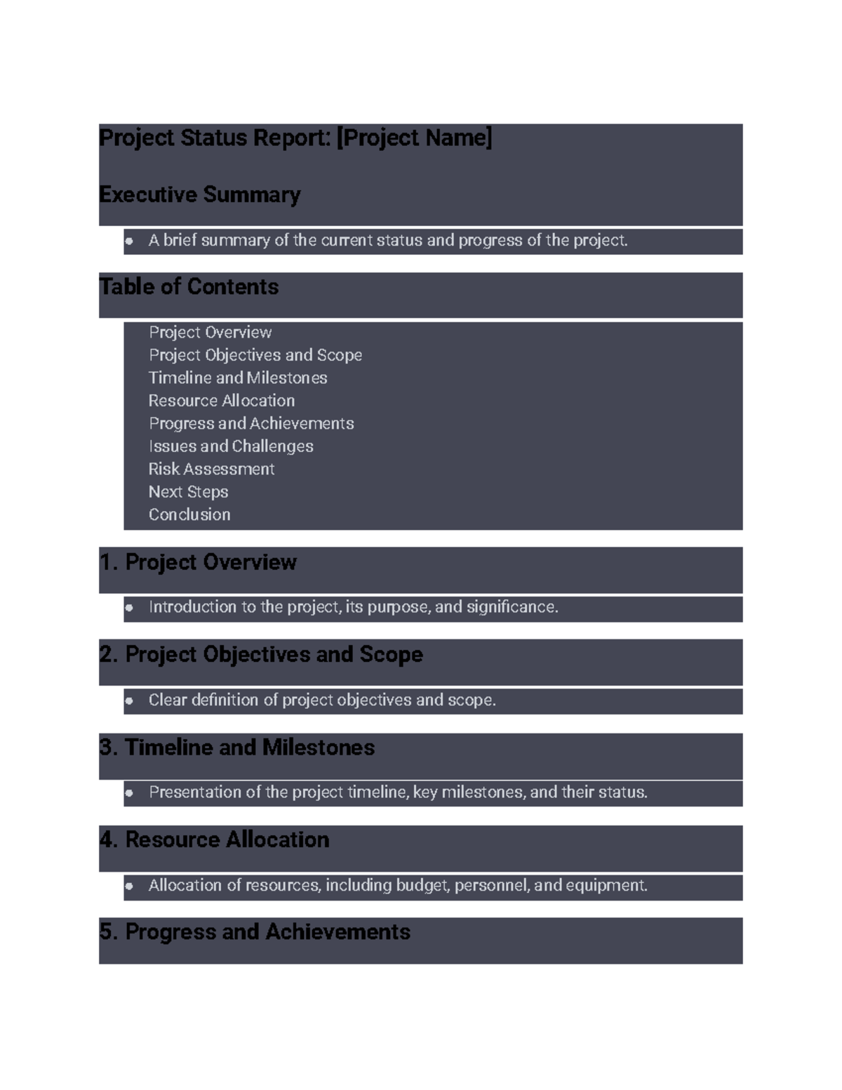 ECN 104 - Report 6 - Project Status Report: [Project Name] Executive ...