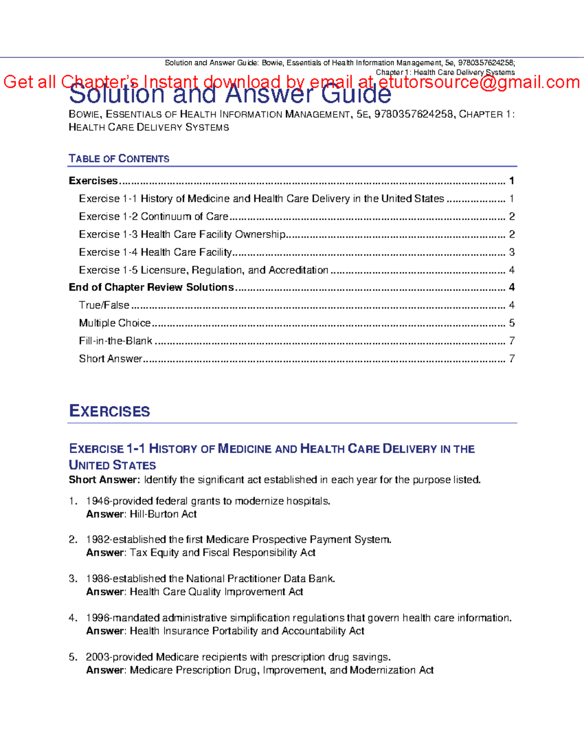 Solutions Manual For Essentials of Health Information Management ...