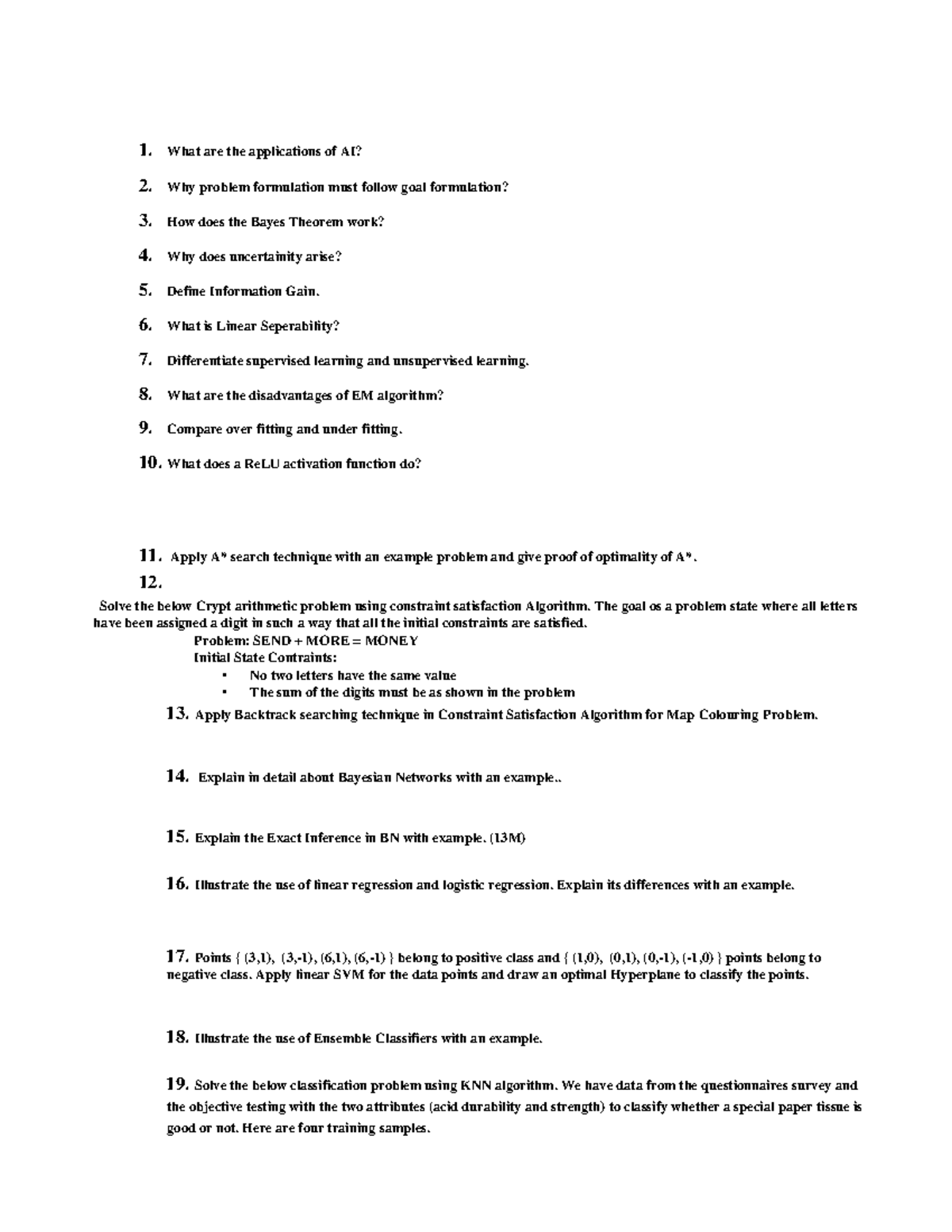AIML IMP Questions - aiml notes - 1. What are the applications of AI? 2 ...