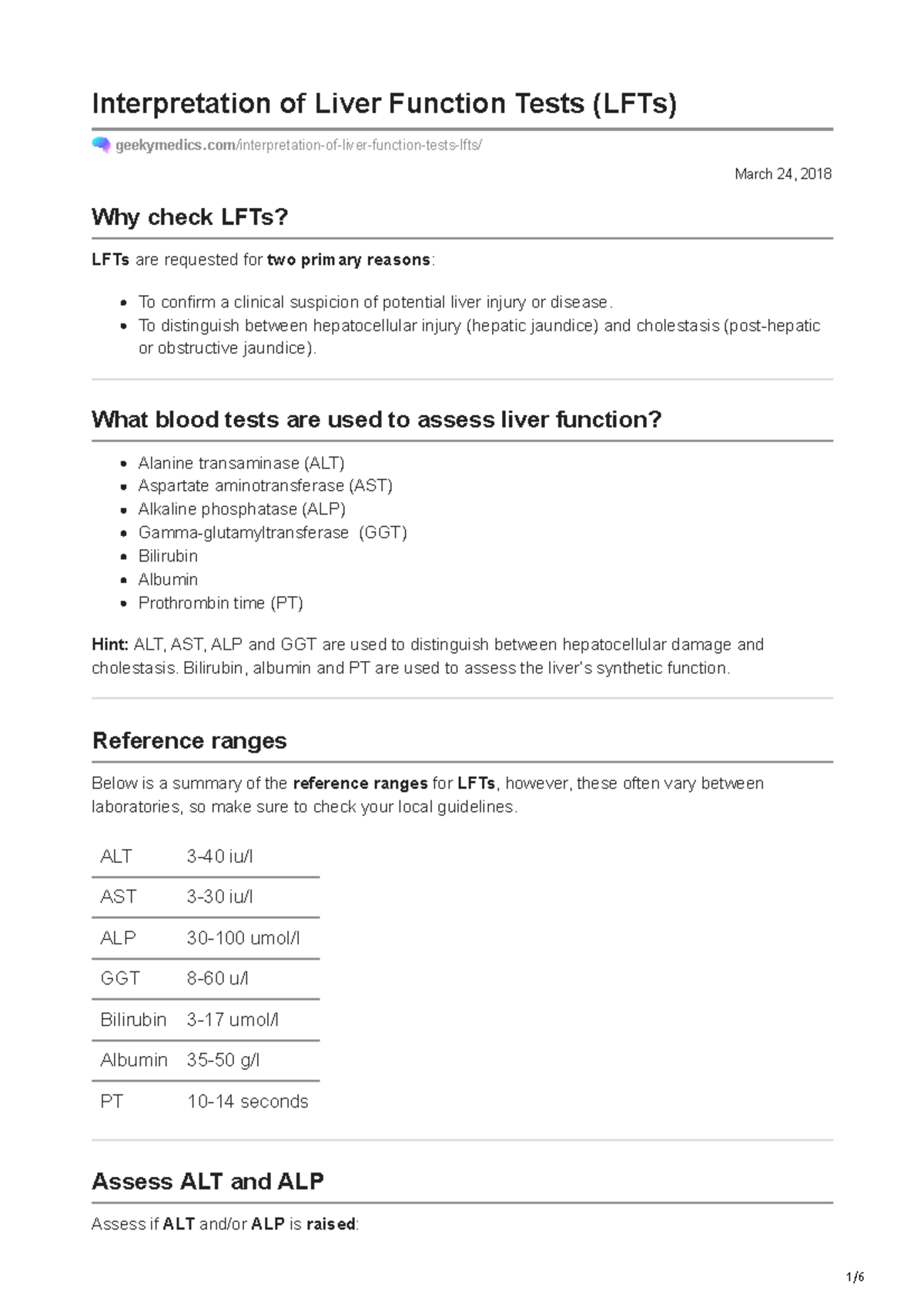 Geekymedics.com-Interpretation of Liver Function Tests LFTs - March 24 ...