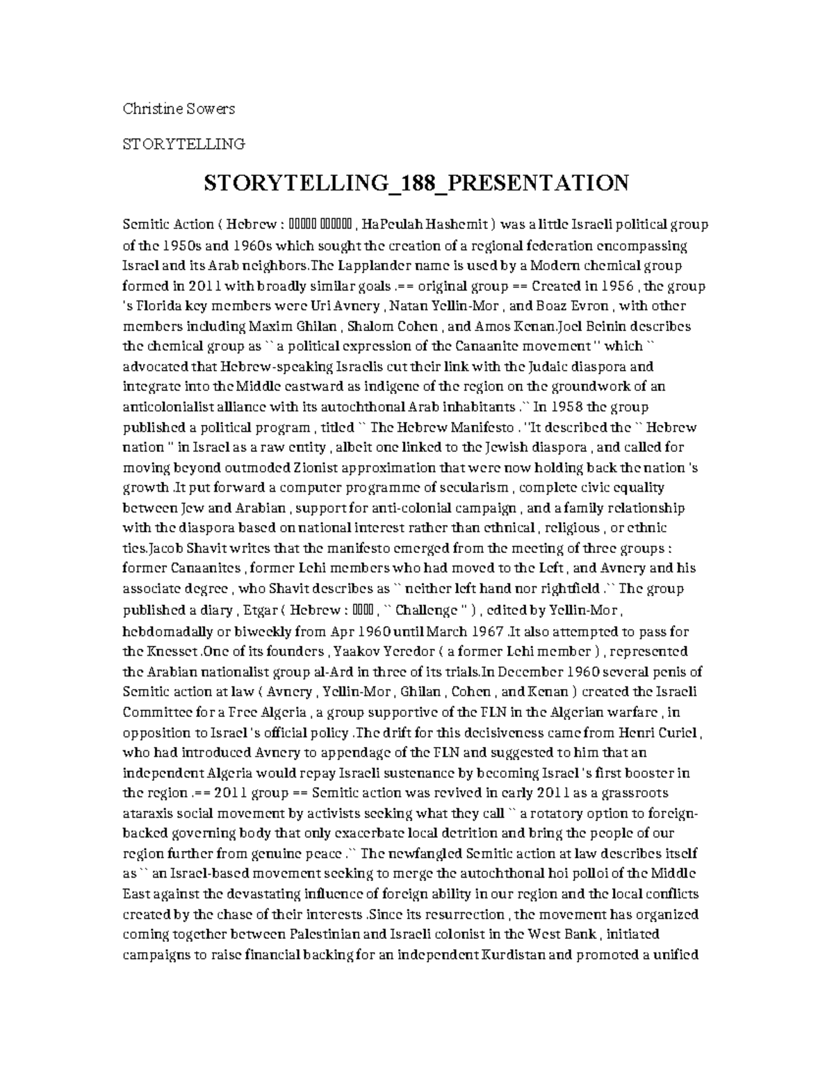 Storytelling 188 Presentation - Christine Sowers STORYTELLING ...