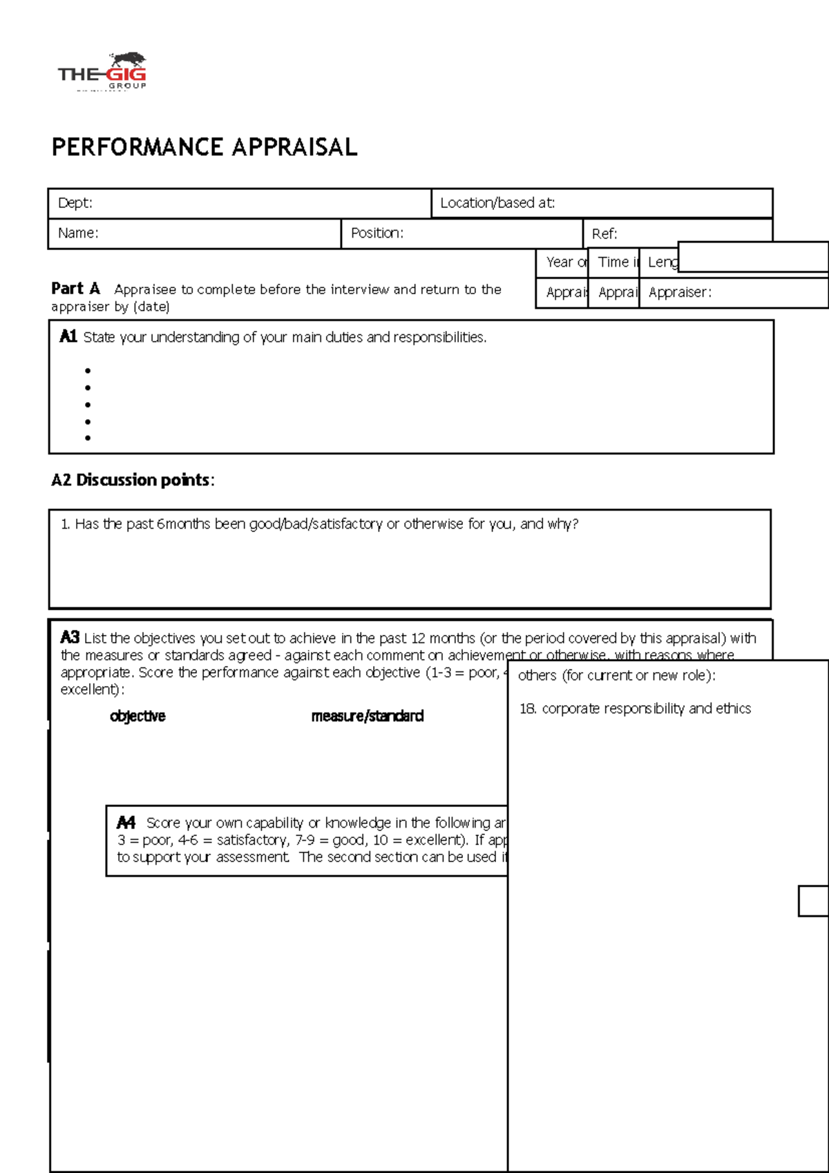 Appraisalformtemplate 1.1 MS WORD - PERFORMANCE APPRAISAL Part A ...